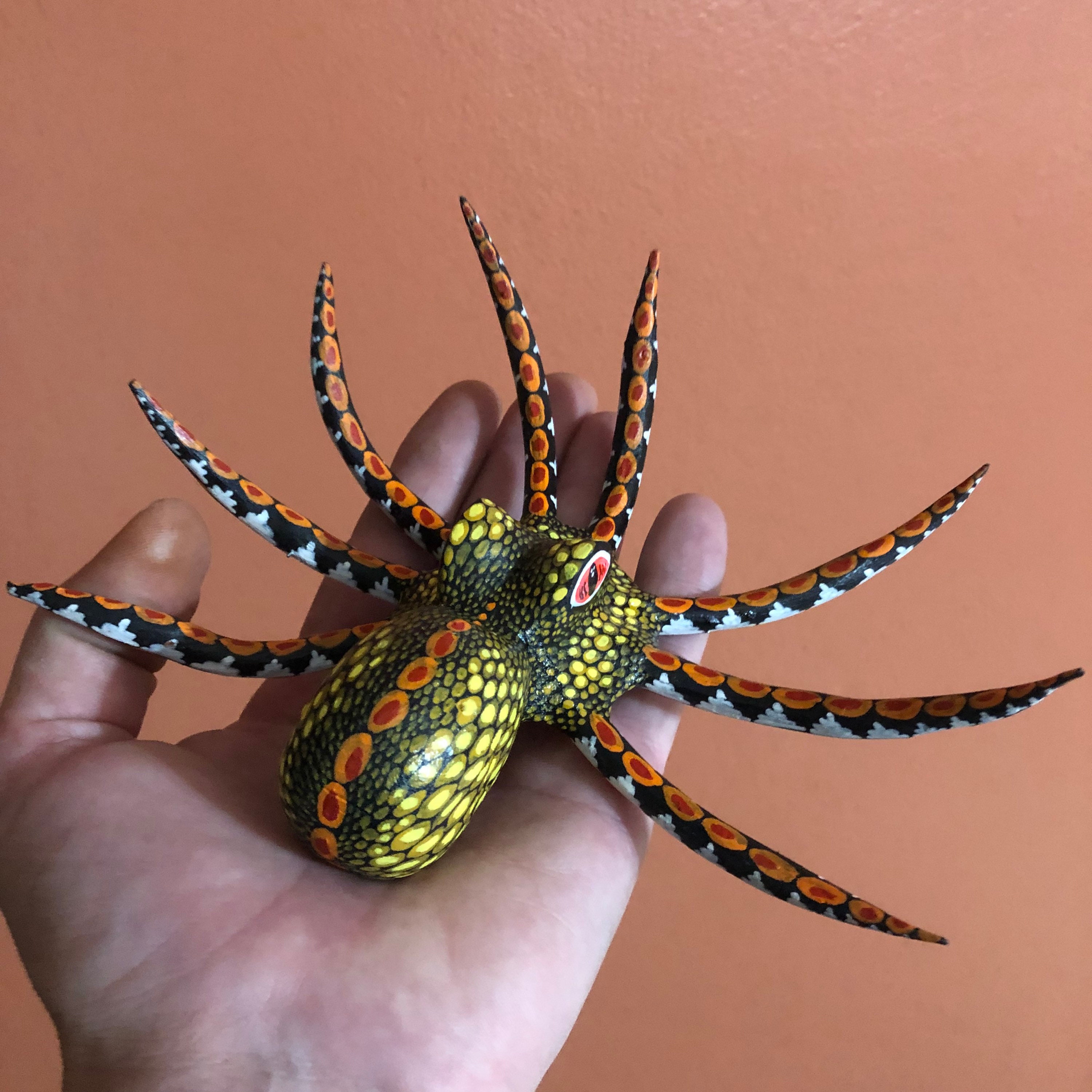Alebrije Squid Wood Carving by Esperanza Martinez from Oaxaca, Mexico.