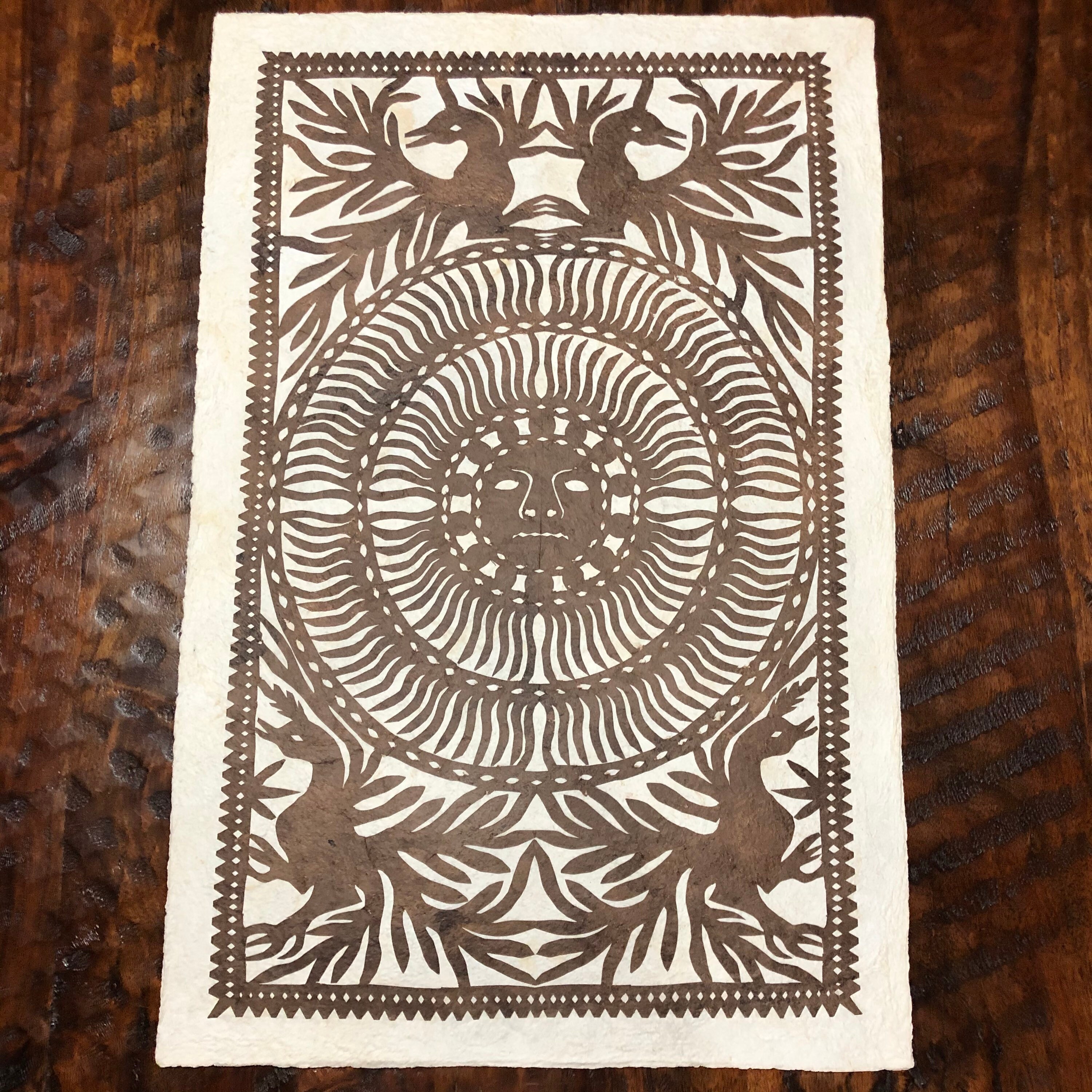 Amate Bark Paper Wall Art with Otomi Designs - 15 1/2” x 23 1/2”