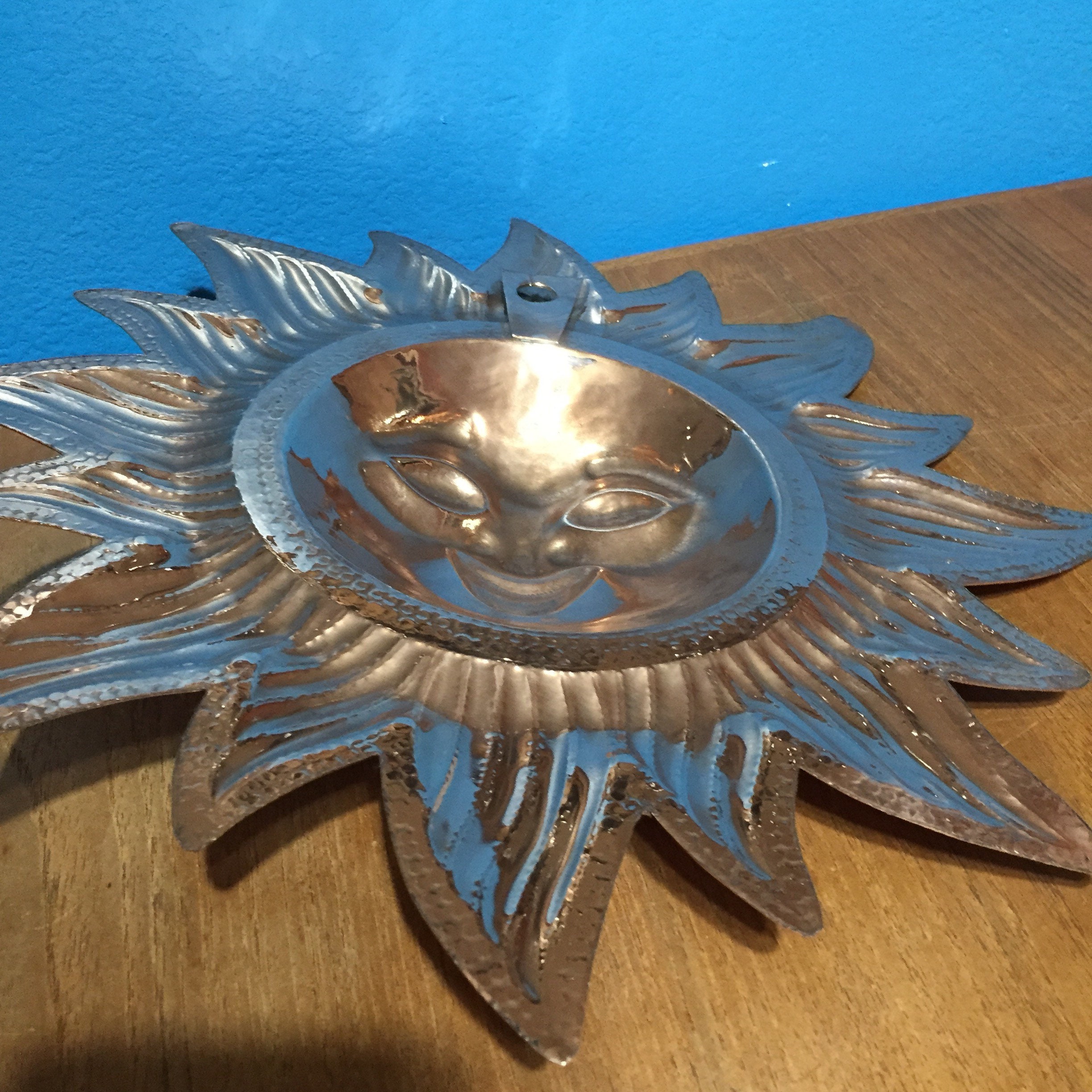 Handcrafted Pure Hammered Copper Sun 12 Diameter