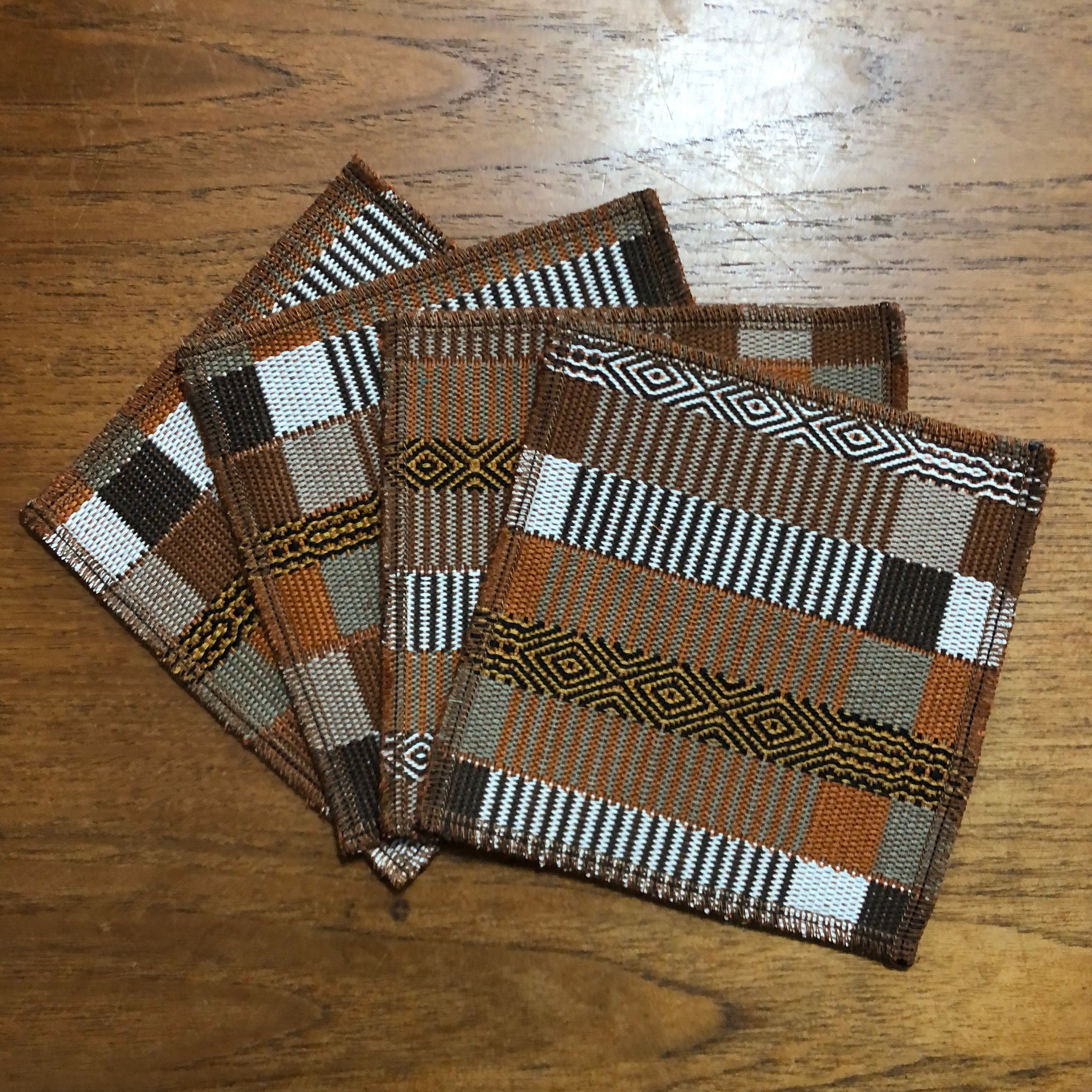 Handwoven Cotton Coasters (set of four) from Otavalo, Ecuador- 5.25” x ...