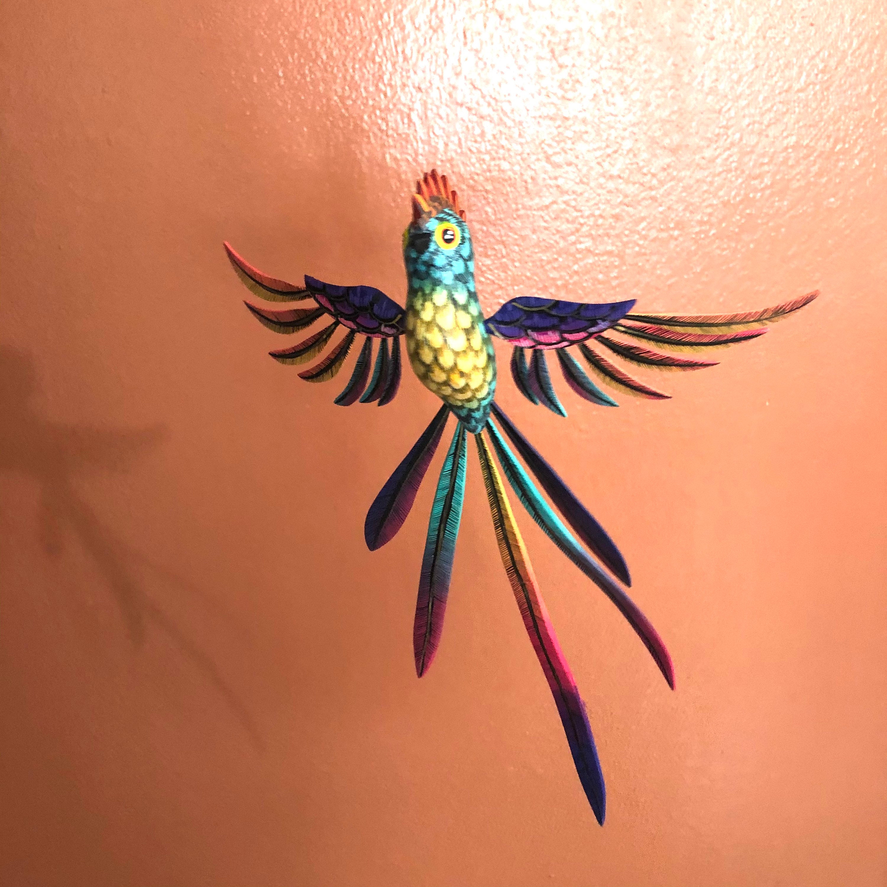 Alebrije Exotic Quetzal Bird Wood Carving by Roberto and Esperanza Martinez