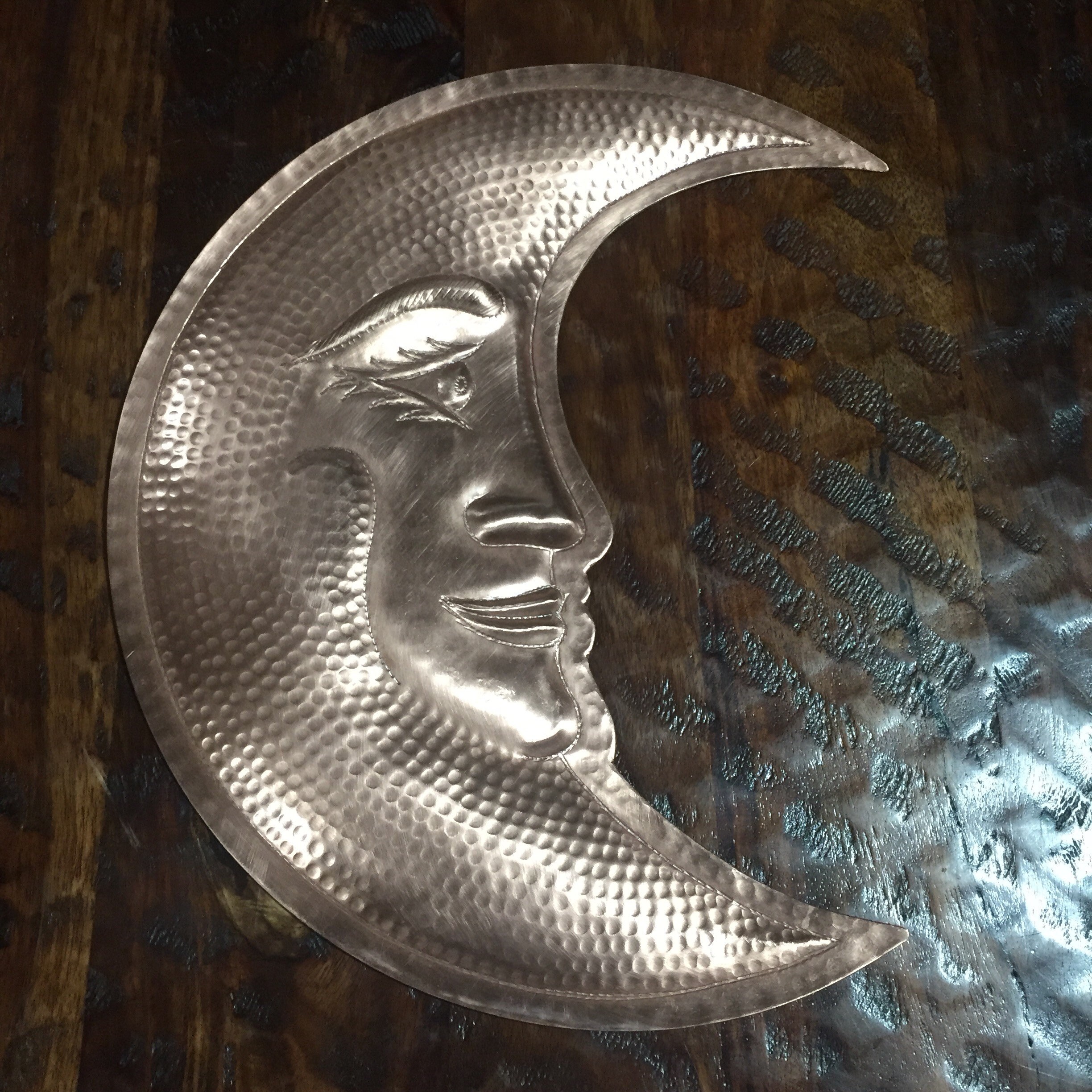 Handcrafted hammered copper 12 moon wall decor