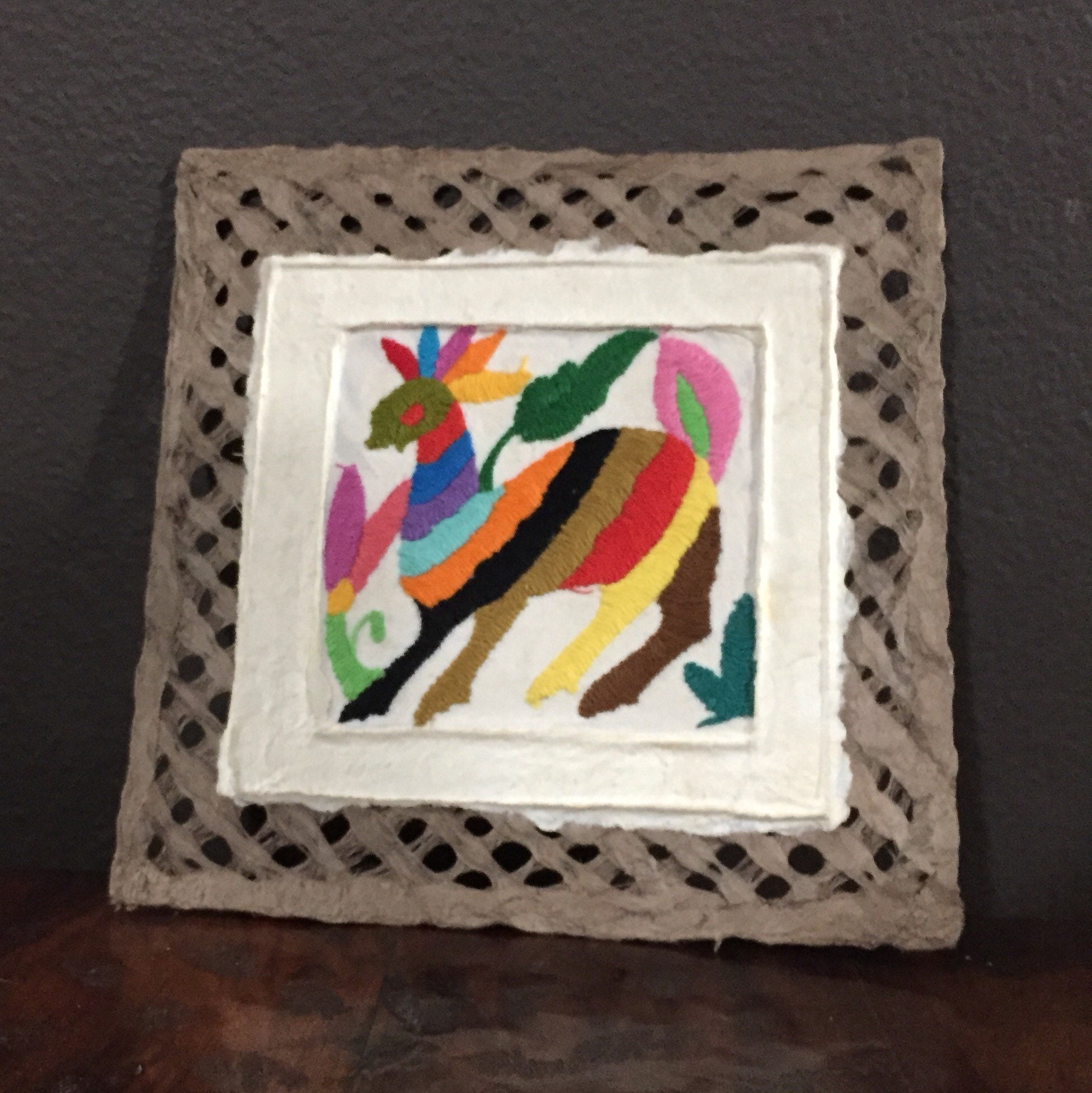 Amate Bark Paper Wall Art with Otomí Embroidered Designs