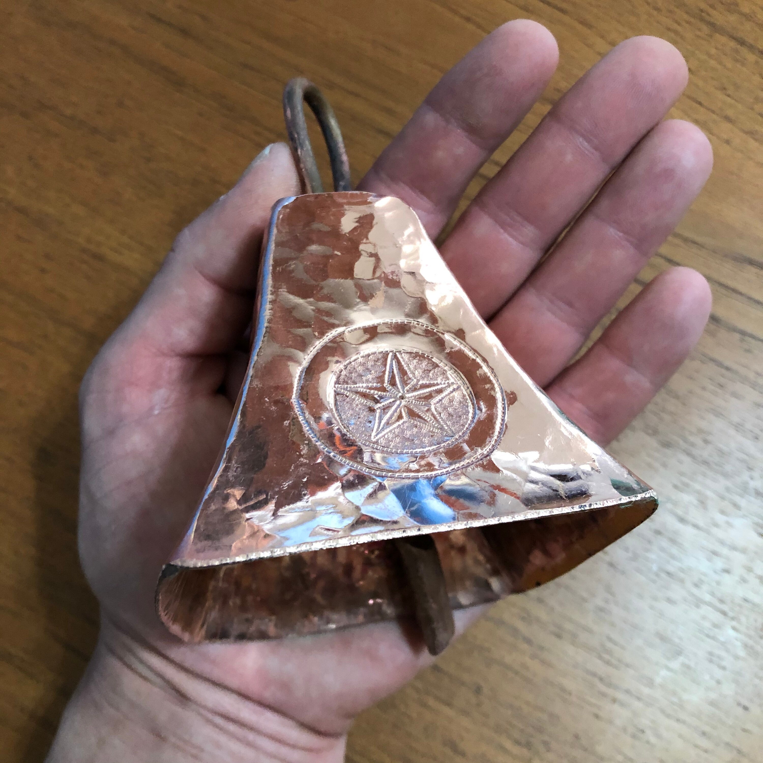 Pure Hammered Copper Cowbell with Texas Star engraving (5)