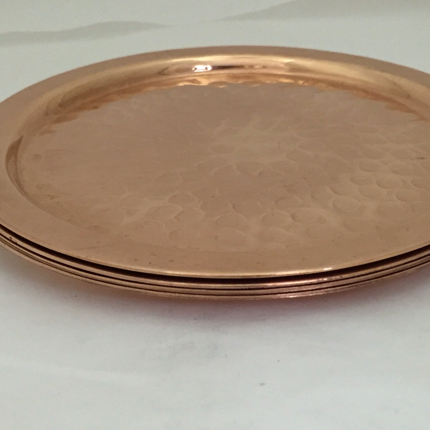 Set of 4 Hammered Copper Coasters