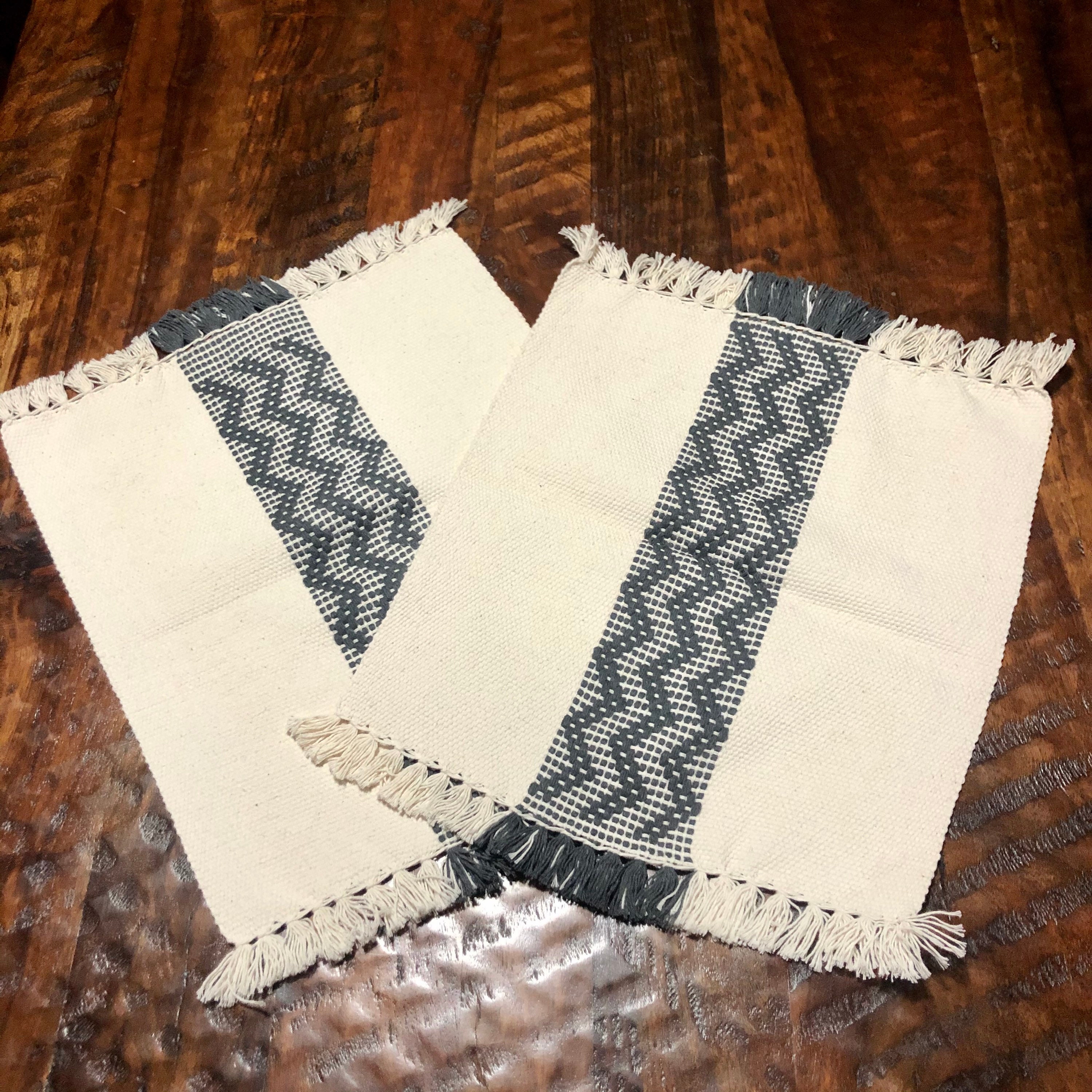 Handwoven Zapotec cotton placemats - (set of 2) - approx. 18” x 14” (w x h)