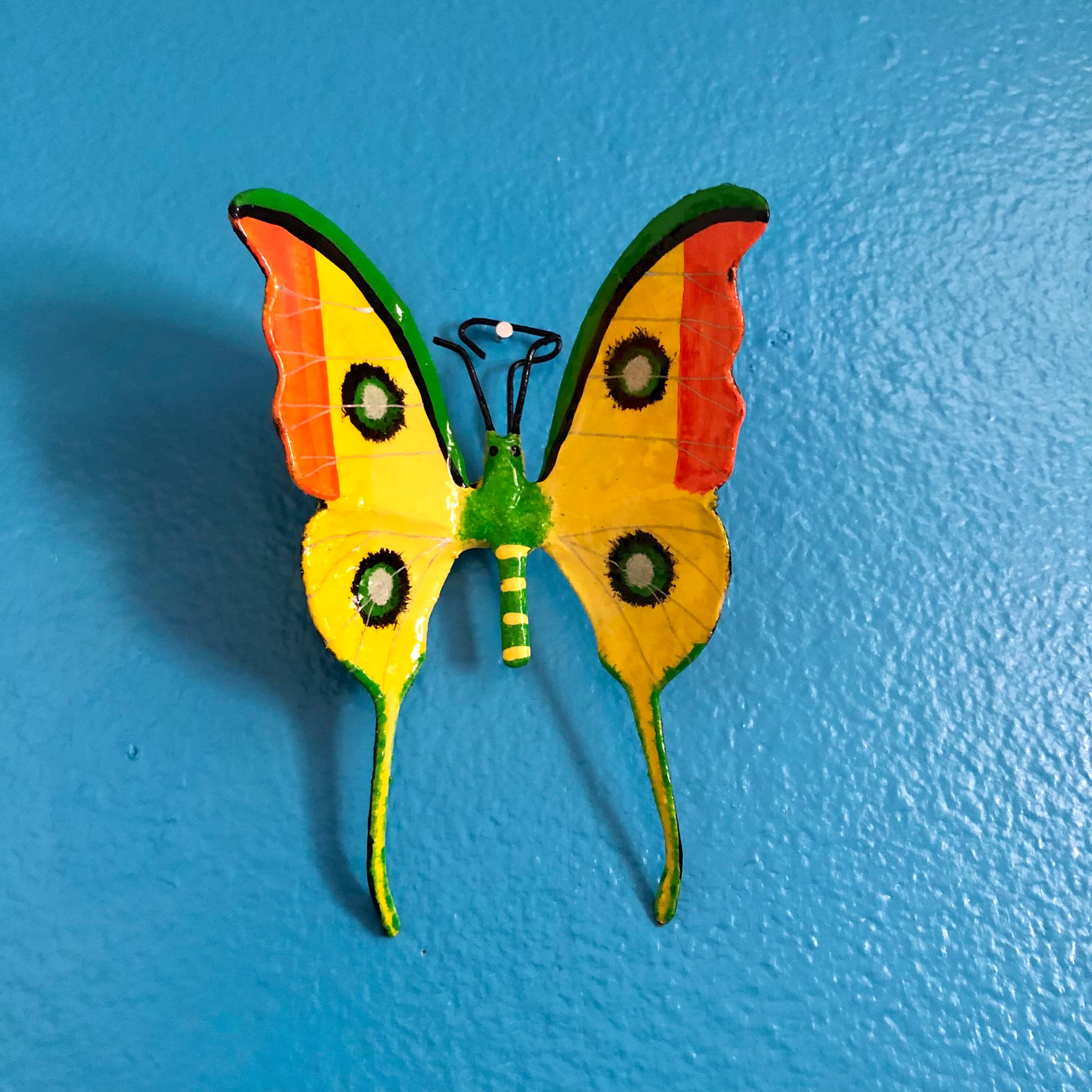 Small Paper Maché Butterfly Wall Ornament from Izamal, Yucatán, Mexico