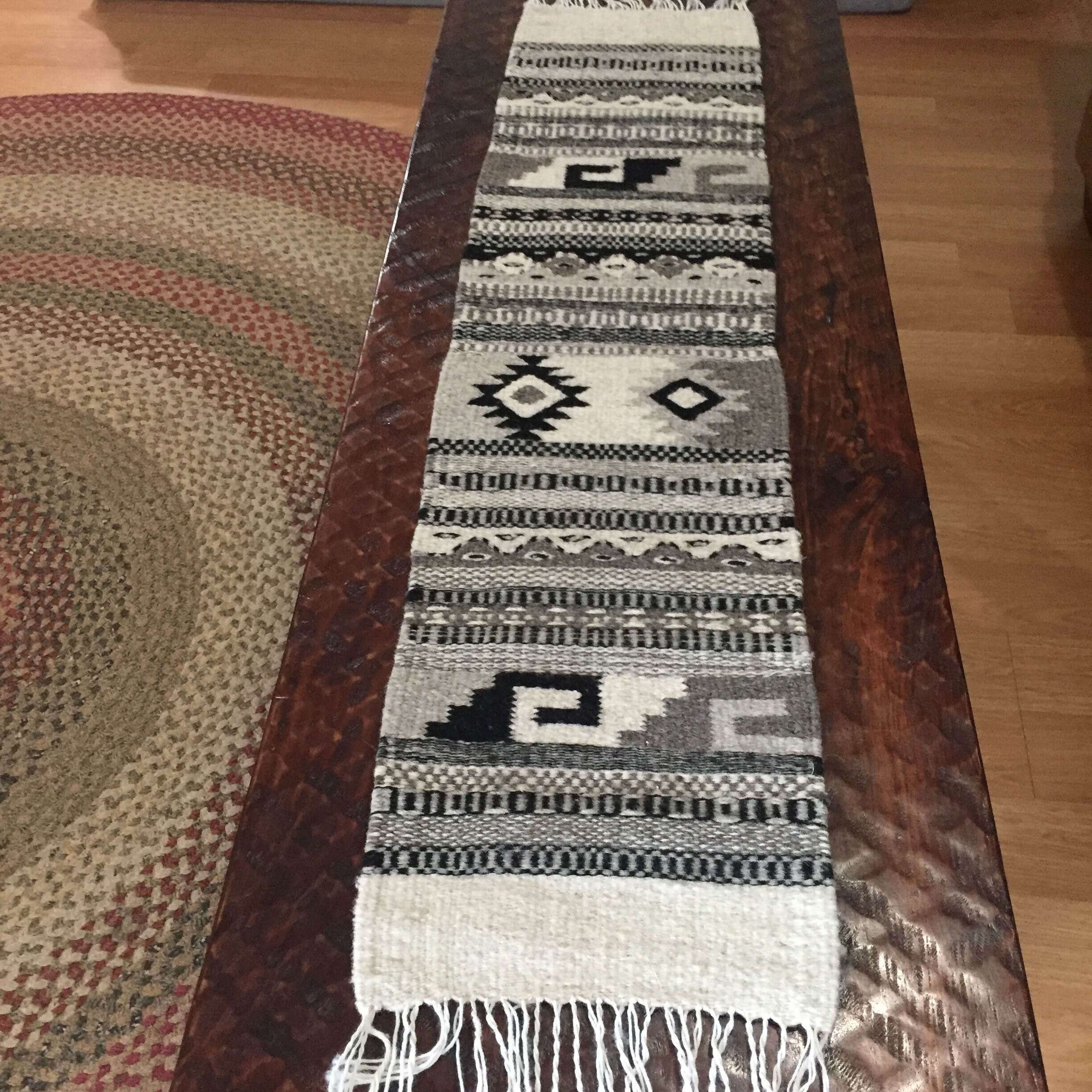 Zapotec hand woven merino wool table runner 40 x 9.5