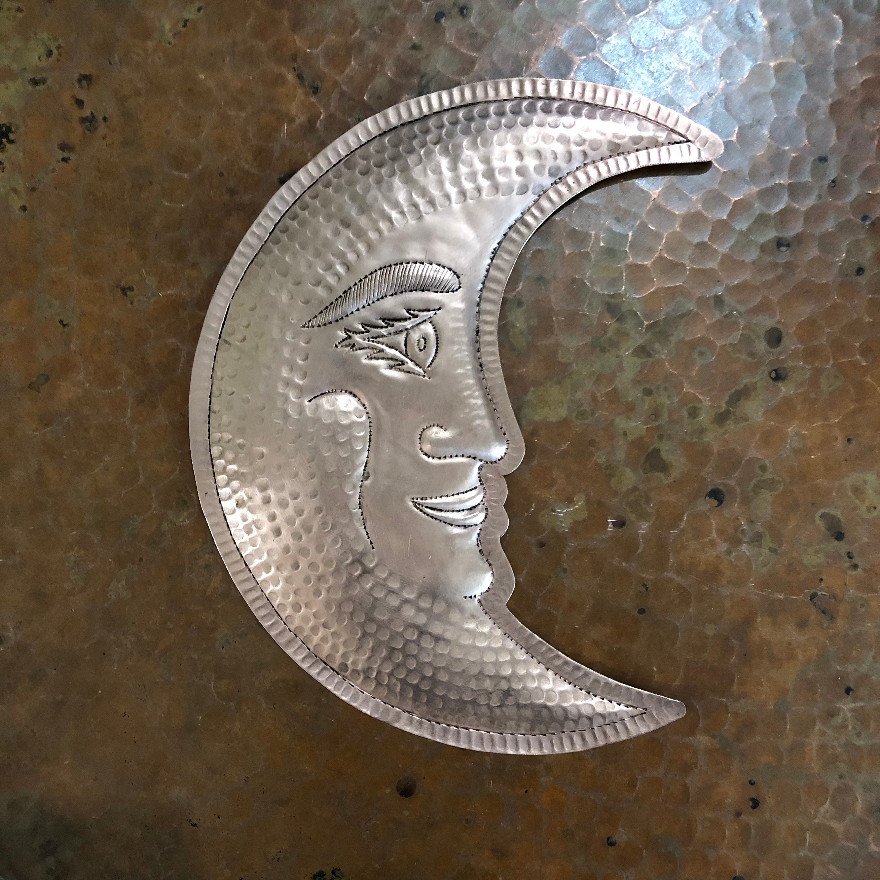 Handcrafted Pure Hammered Copper Hanging Crescent Moon