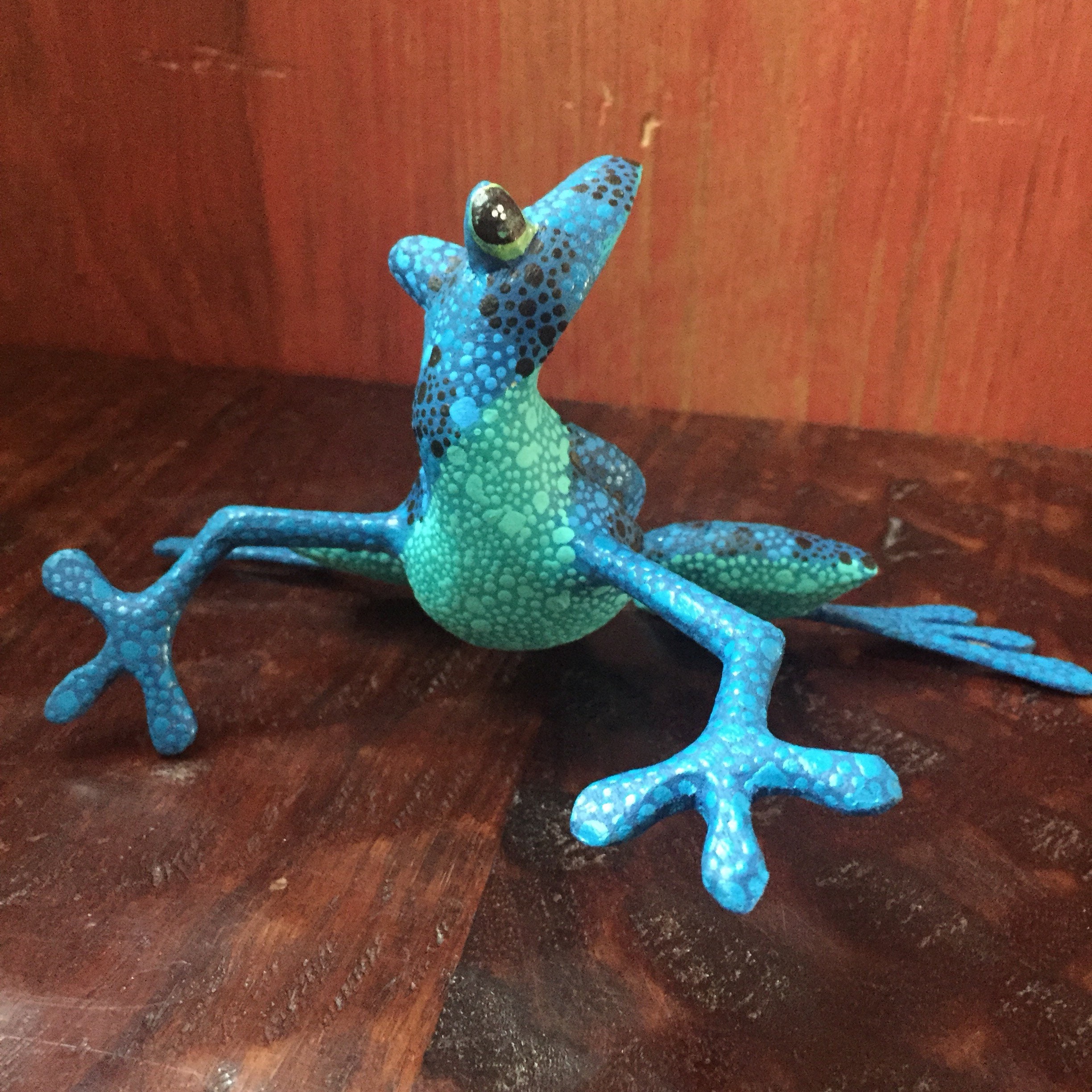 Alebrije Blue Frog Handcrafted Wood Carving by Zeny Fuentes & Reyna ...