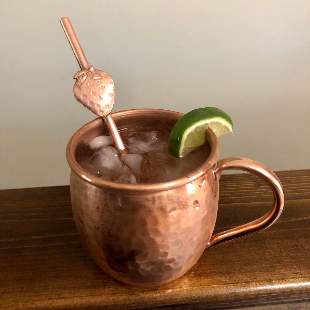 Hand Engraved Copper Cocktail Swizzle Stick Straw: Strawberry Design - Etsy