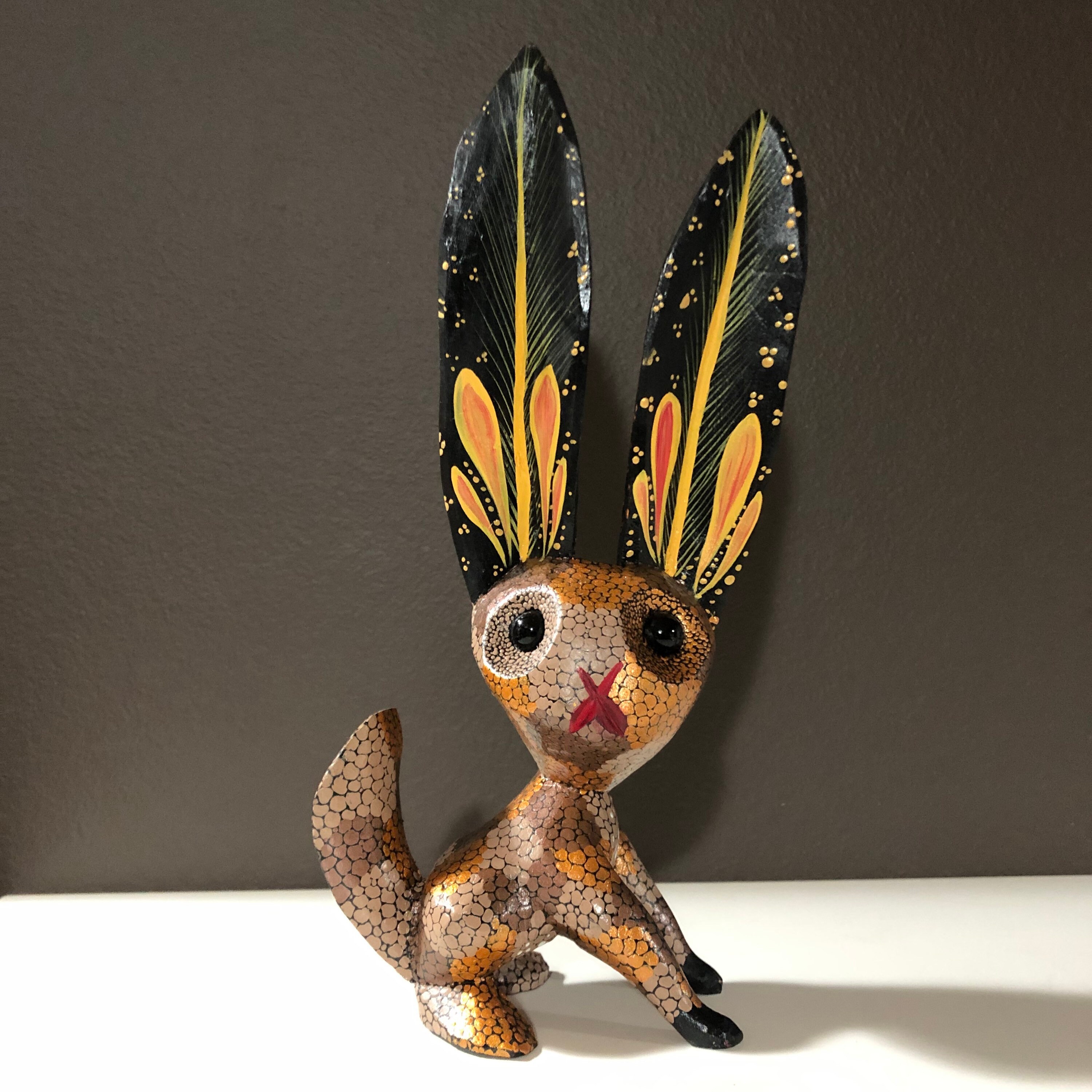 Alebrije Rabbit Wood Carving by Esperanza Martinez from Oaxaca, Mexico.