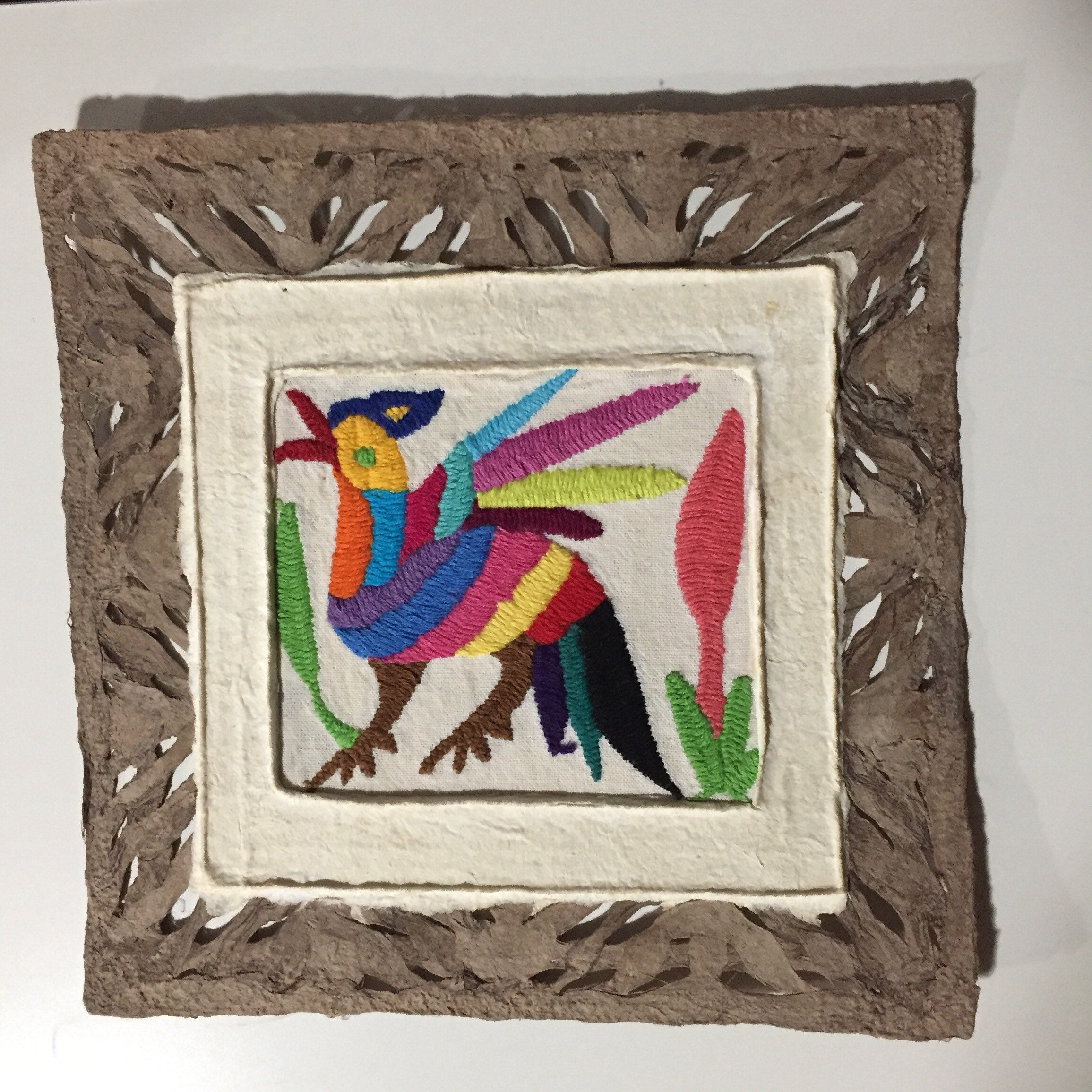 Amate Bark Paper Wall Art with Otomí Embroidered Designs
