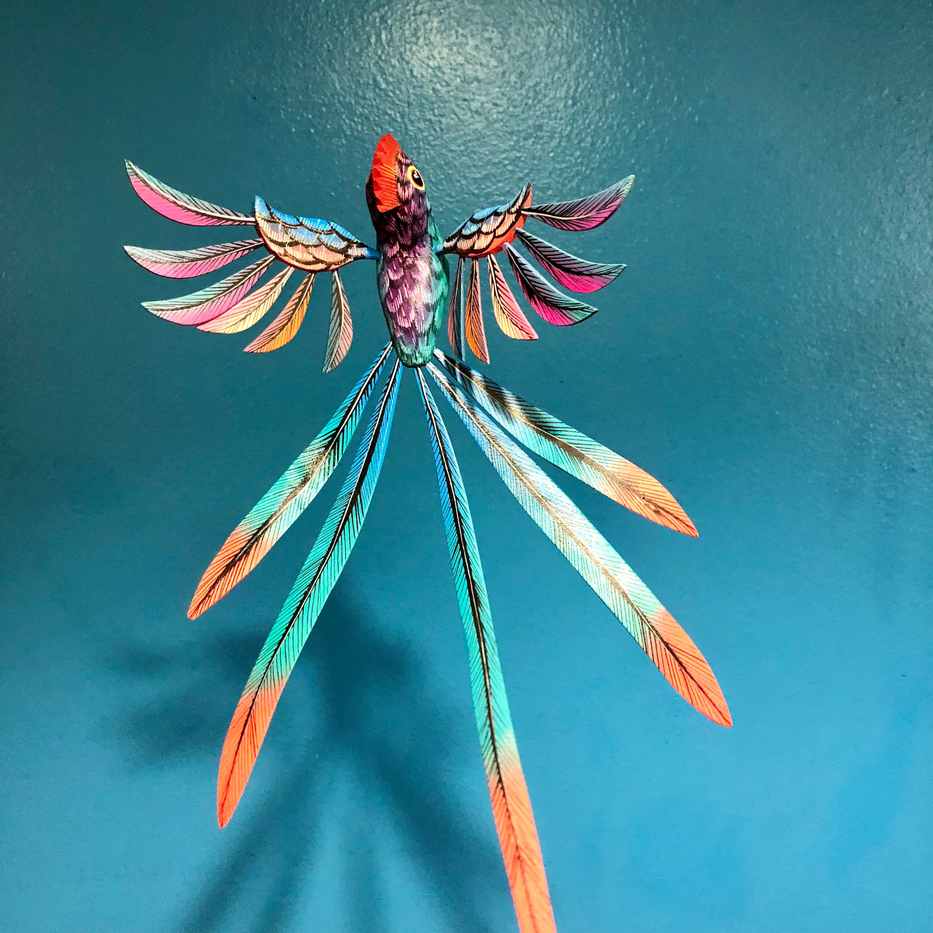 Alebrije Exotic Quetzal Bird Wood Carving by Roberto and Esperanza Martinez