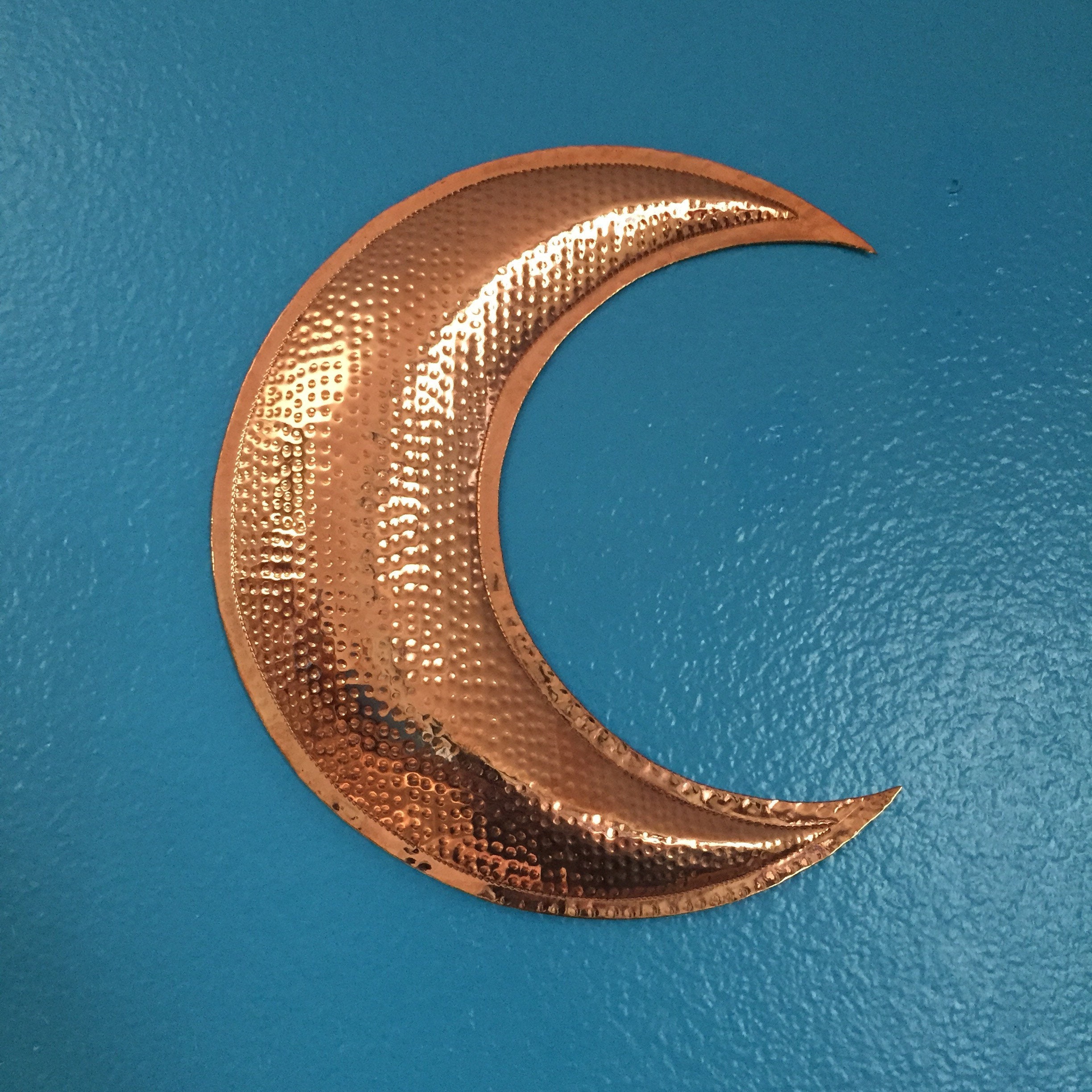 Handcrafted Pure Hammered Copper Crescent Moon 7x8