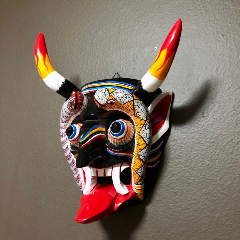 Medium Size Mexican Decorative Indigenous Diablo Devil Hand Carved Wood ...