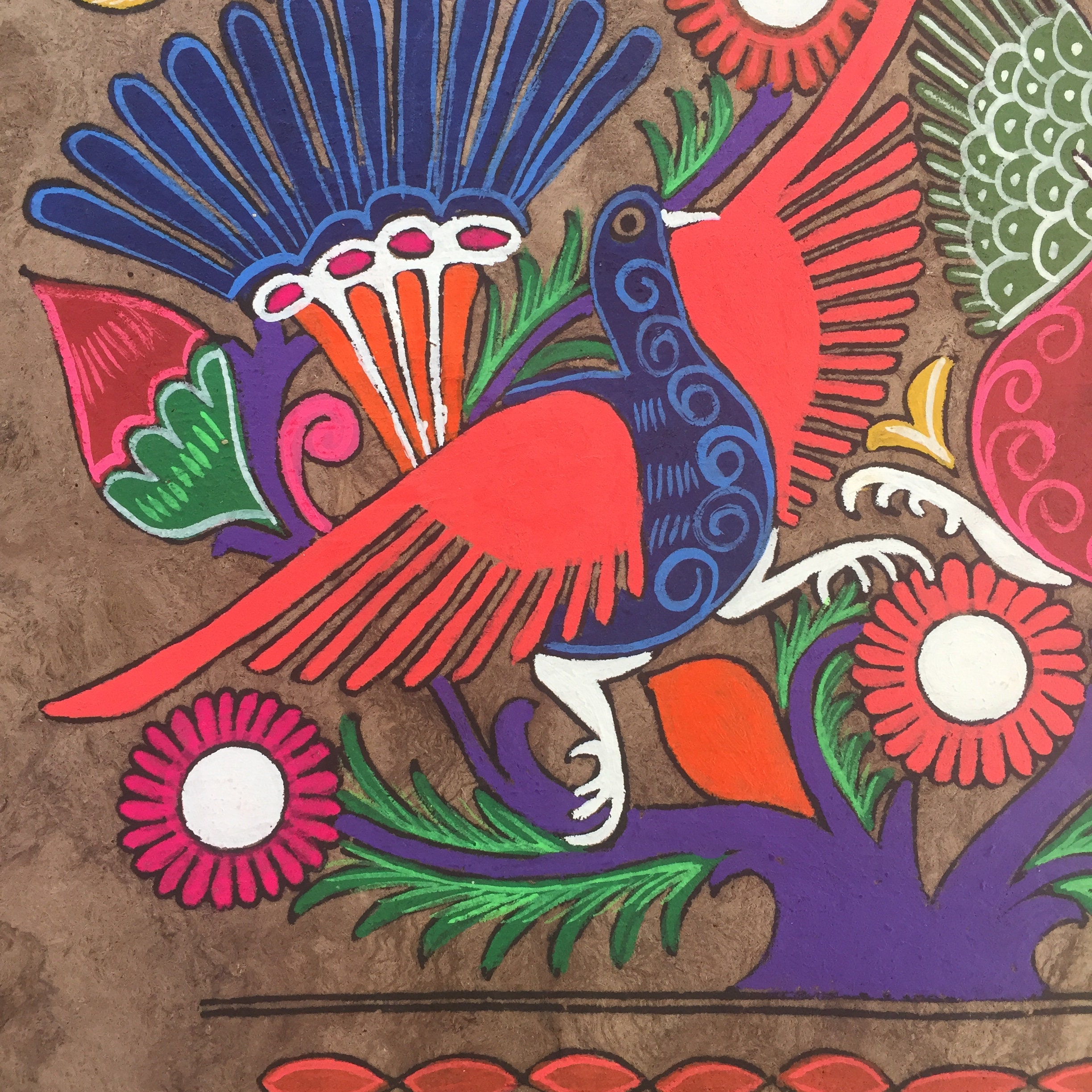 Colorful Birds Painting on Amate Paper