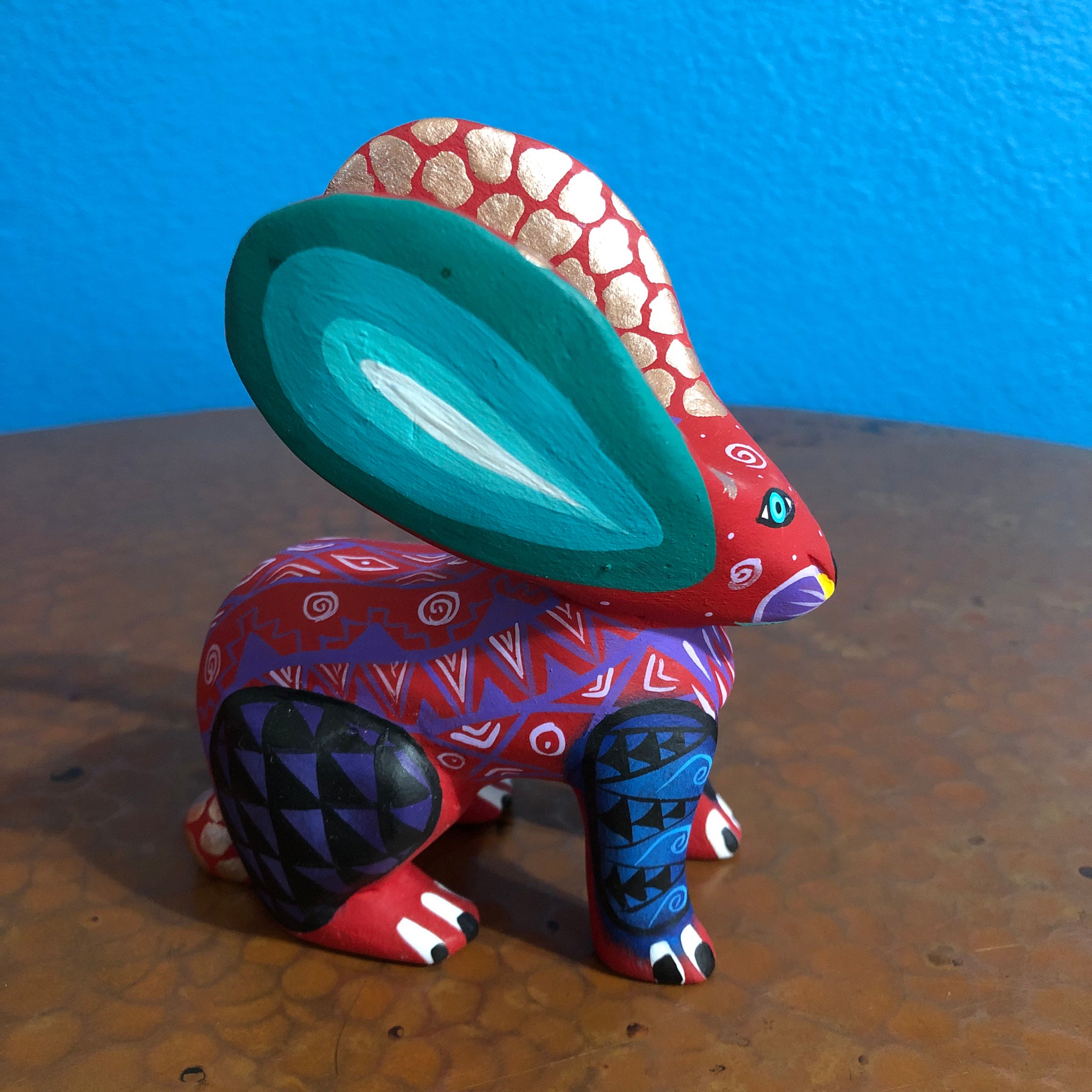Alebrije Rabbit Handcrafted Wood Carving by Reyna Piña from Oaxaca, Mexico.