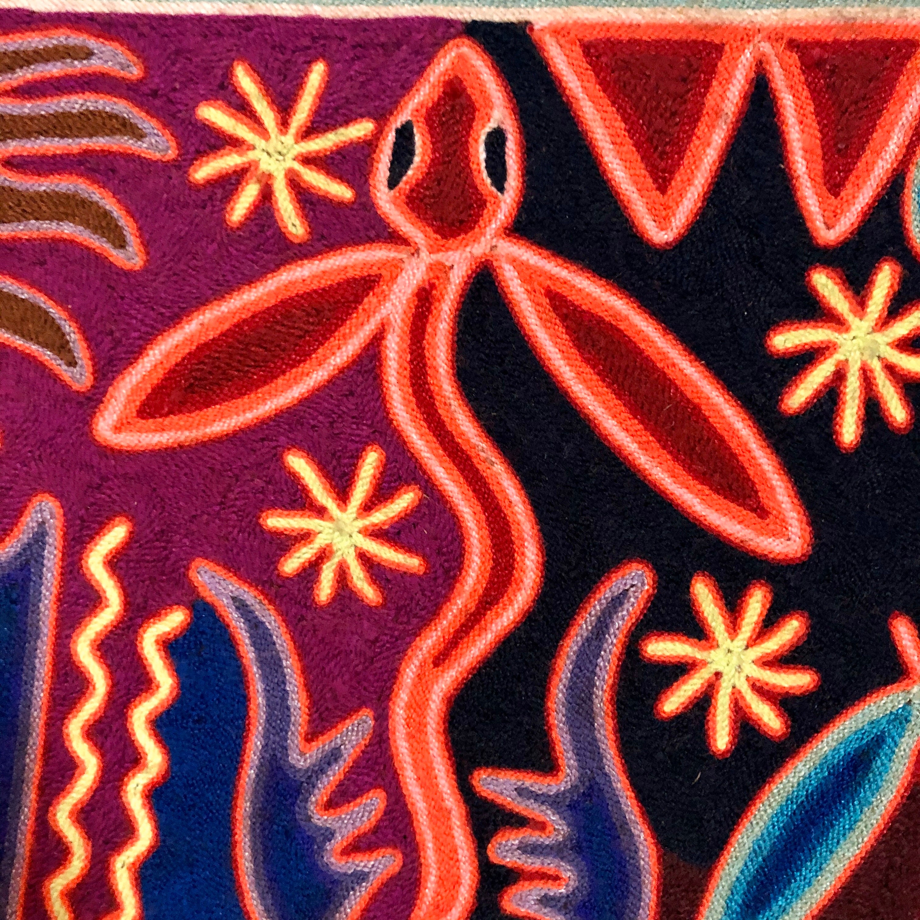 Huichol Yarn Art - Sacred Symbols 12”x12” from Nayarit, Mexico