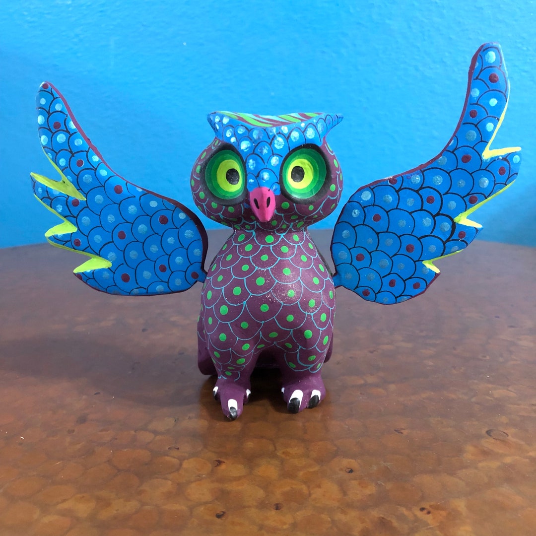 Hand Carved Wood Alebrije Owl by Zeny Fuentes and Reyna Pina - Etsy