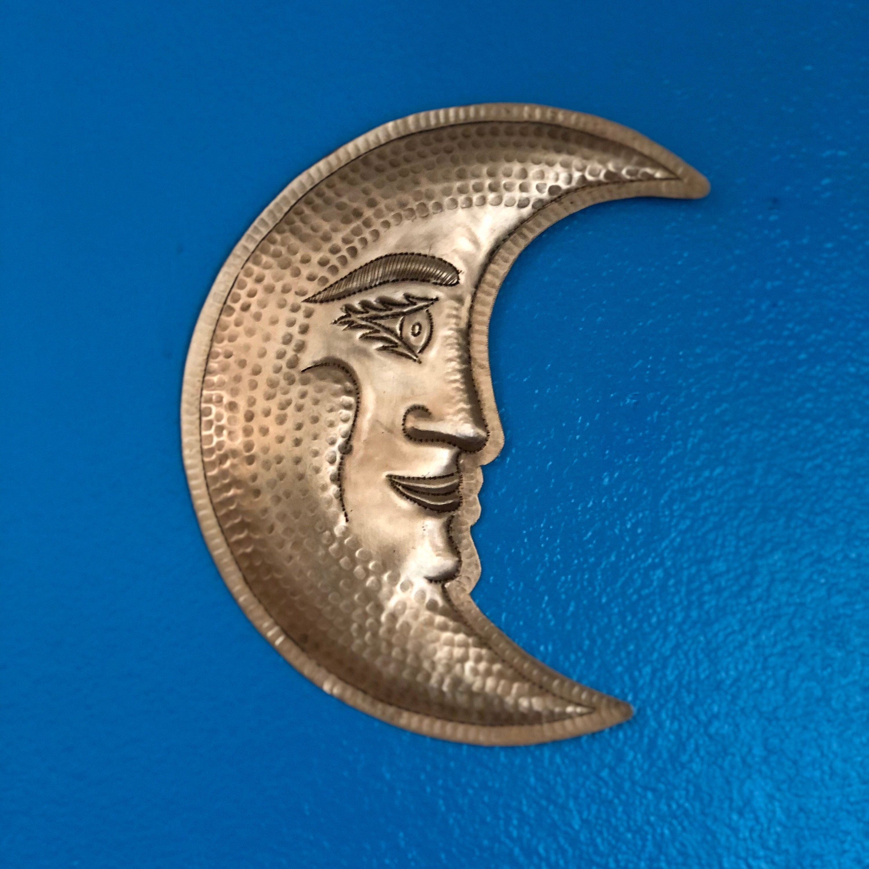 Handcrafted Pure Hammered Copper Hanging Crescent Moon