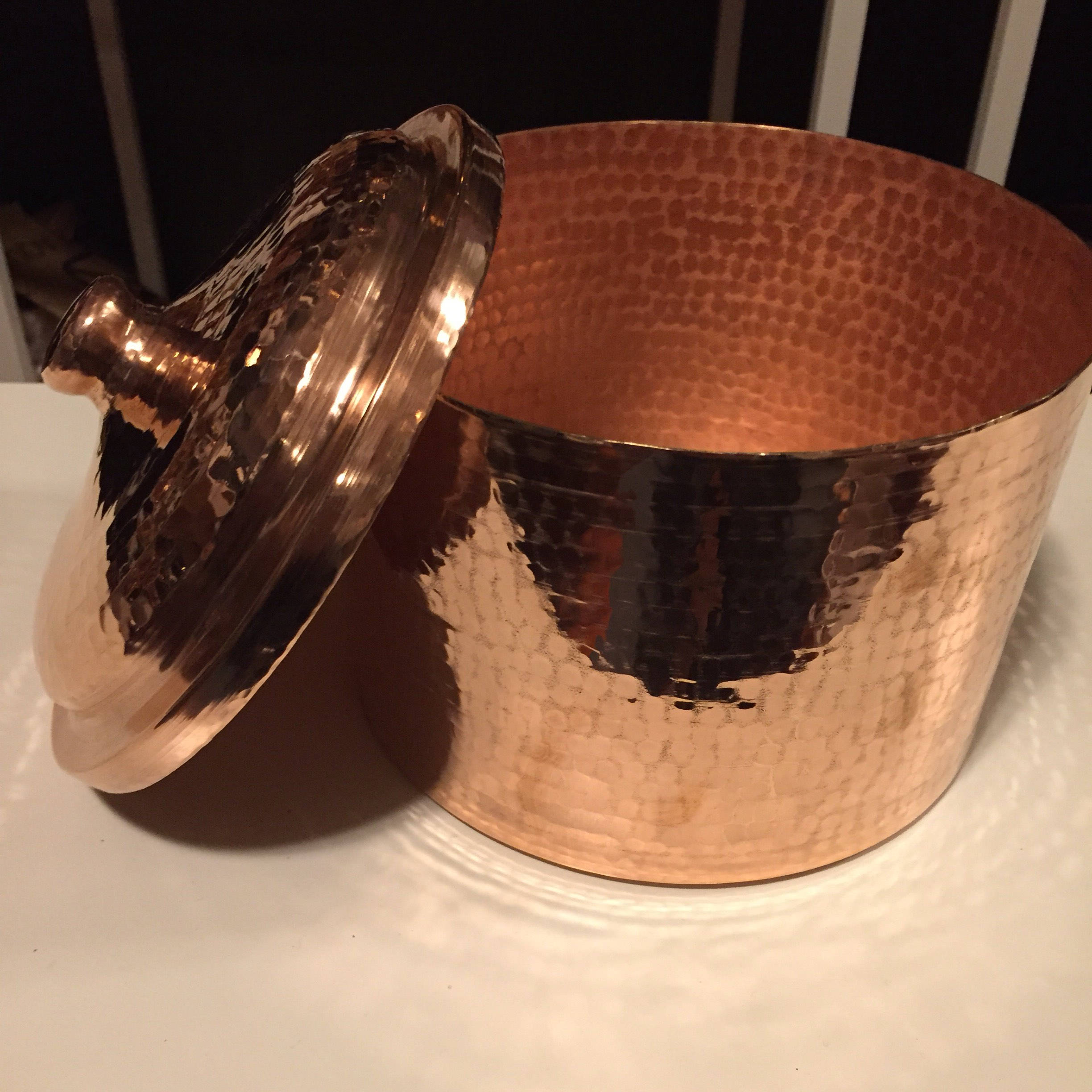 Hammered Copper Canister with Lid (6x6)