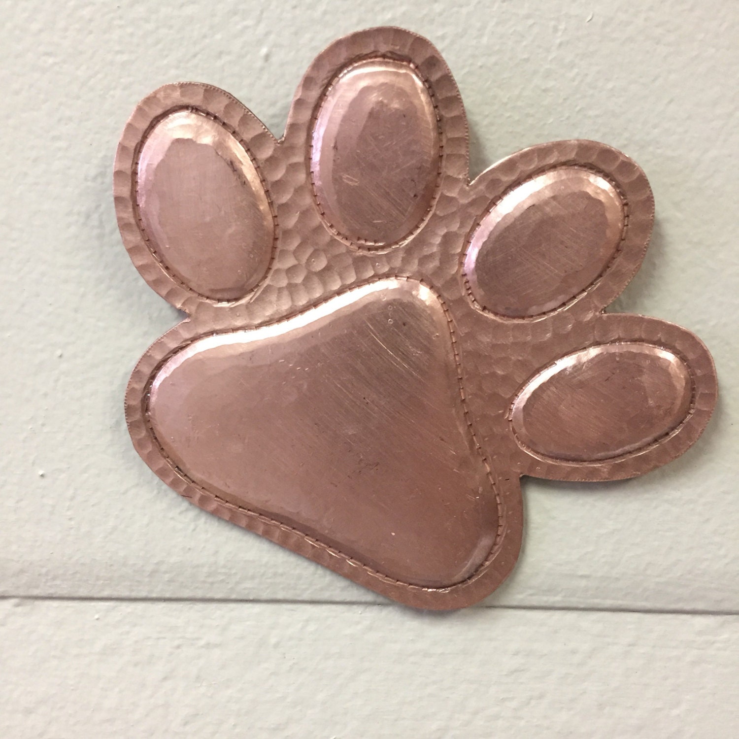 Handcrafted Pure Hammered Copper Dog Paw Fridge Magnet