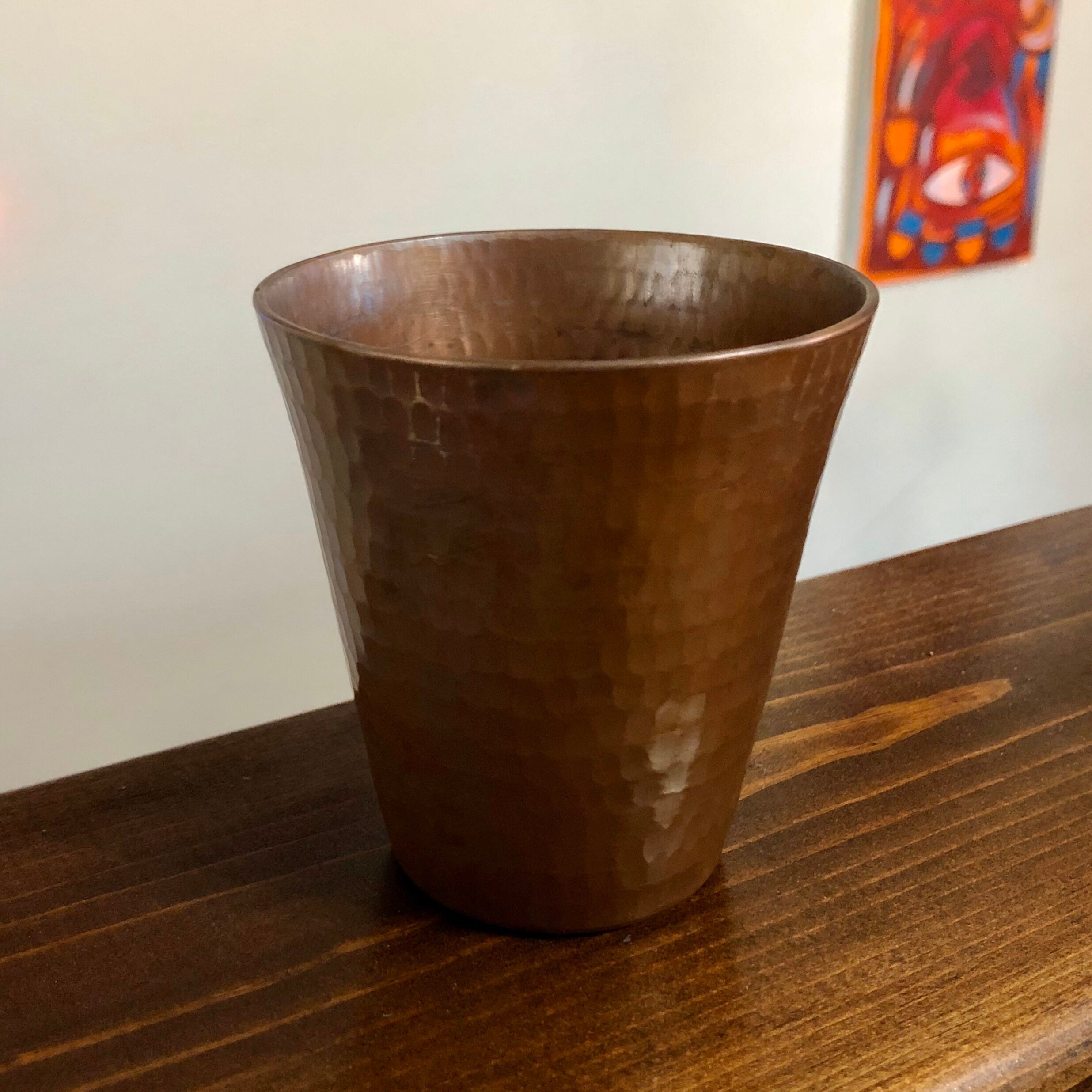 Handcrafted heavy gauge brown patina hammered copper 10oz water cup ...