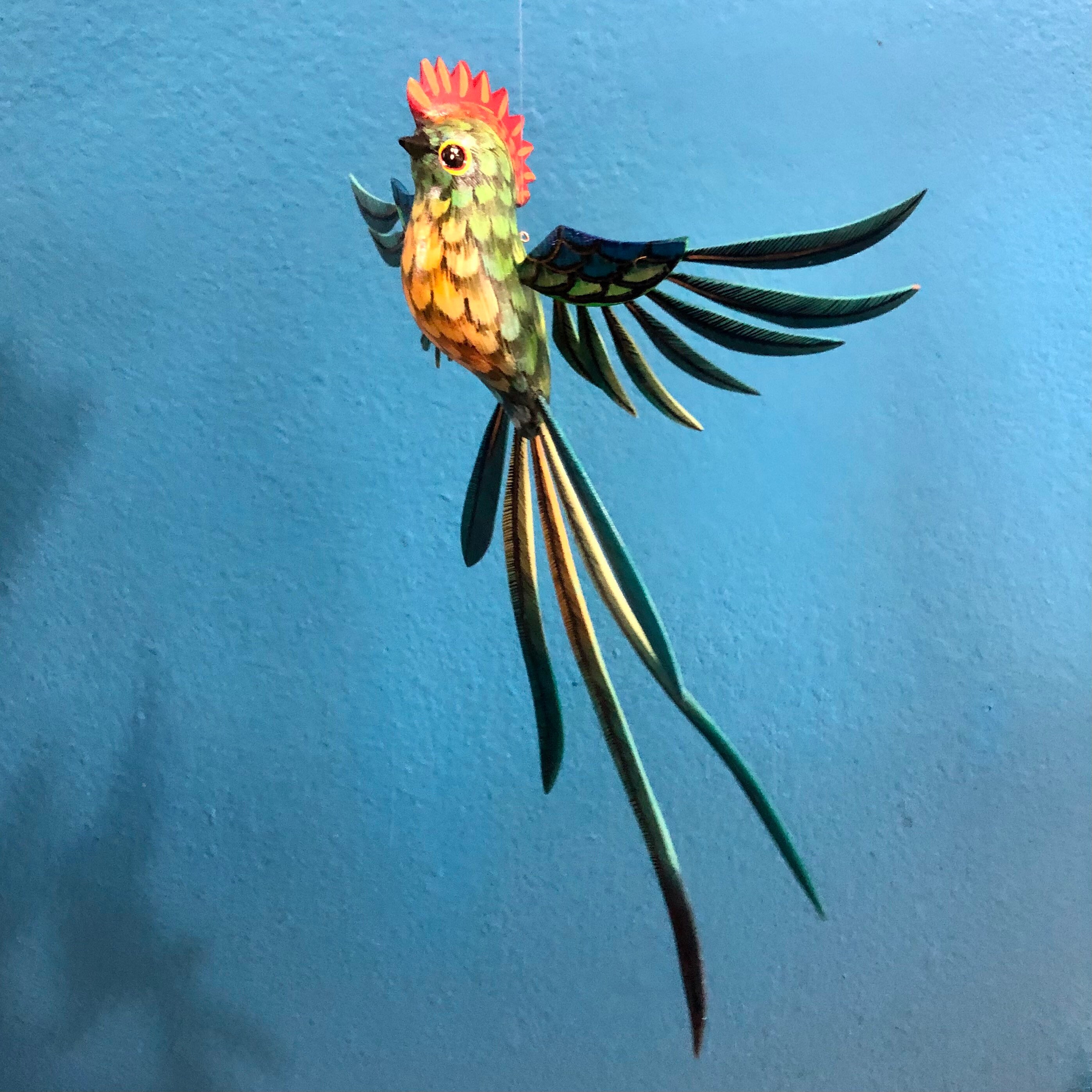 Alebrije Exotic Quetzal Bird Wood Carving by Roberto and Esperanza Martinez