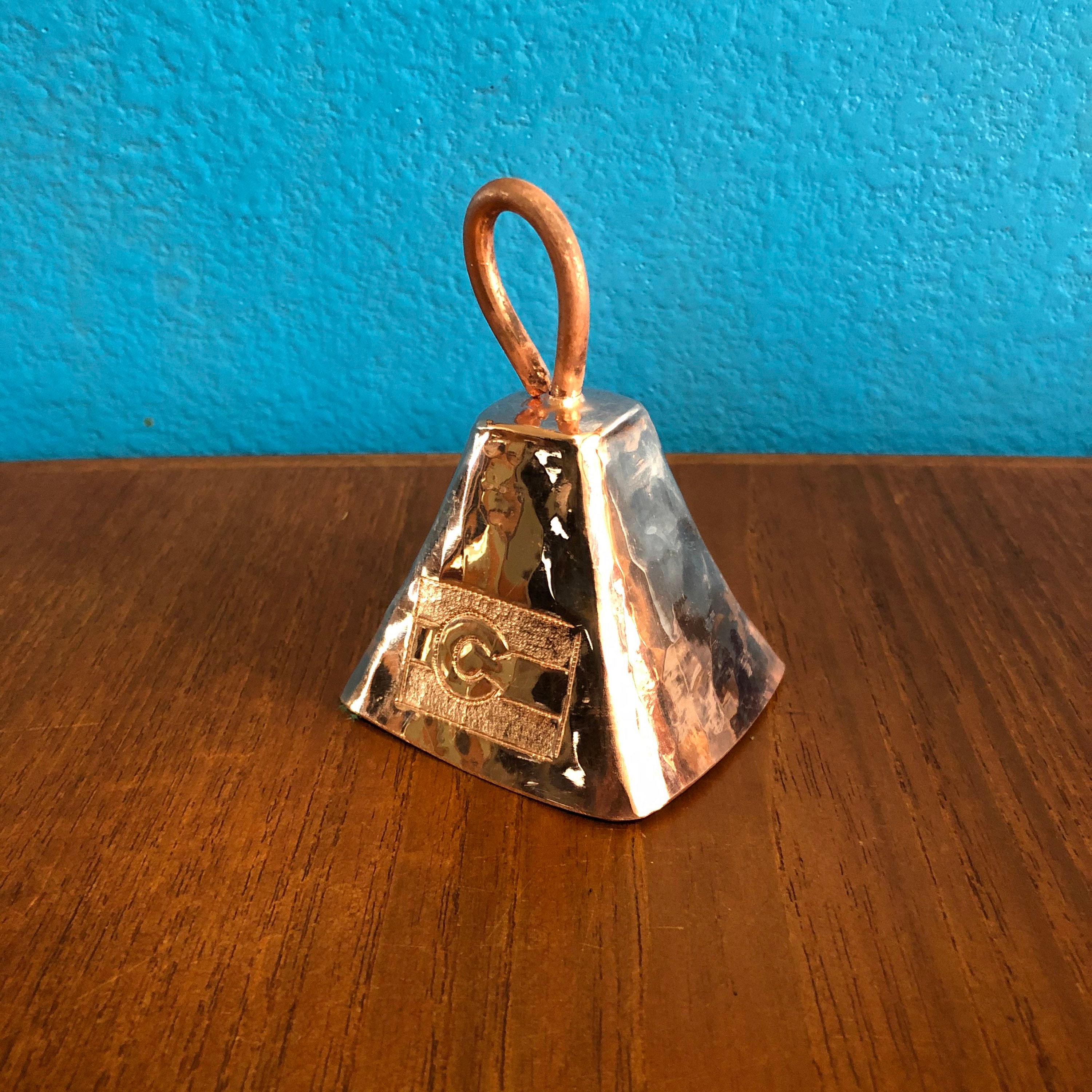 Pure Hammered Copper Cowbell with Colorado Flag engraving (3 1/2)