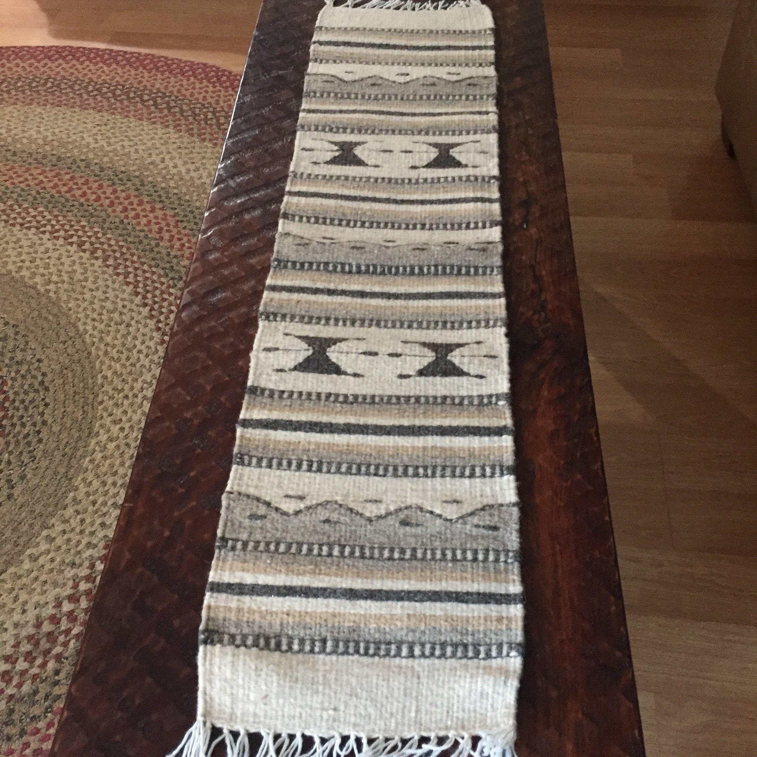 Zapotec hand woven merino wool table runner 39.5 x 9.5