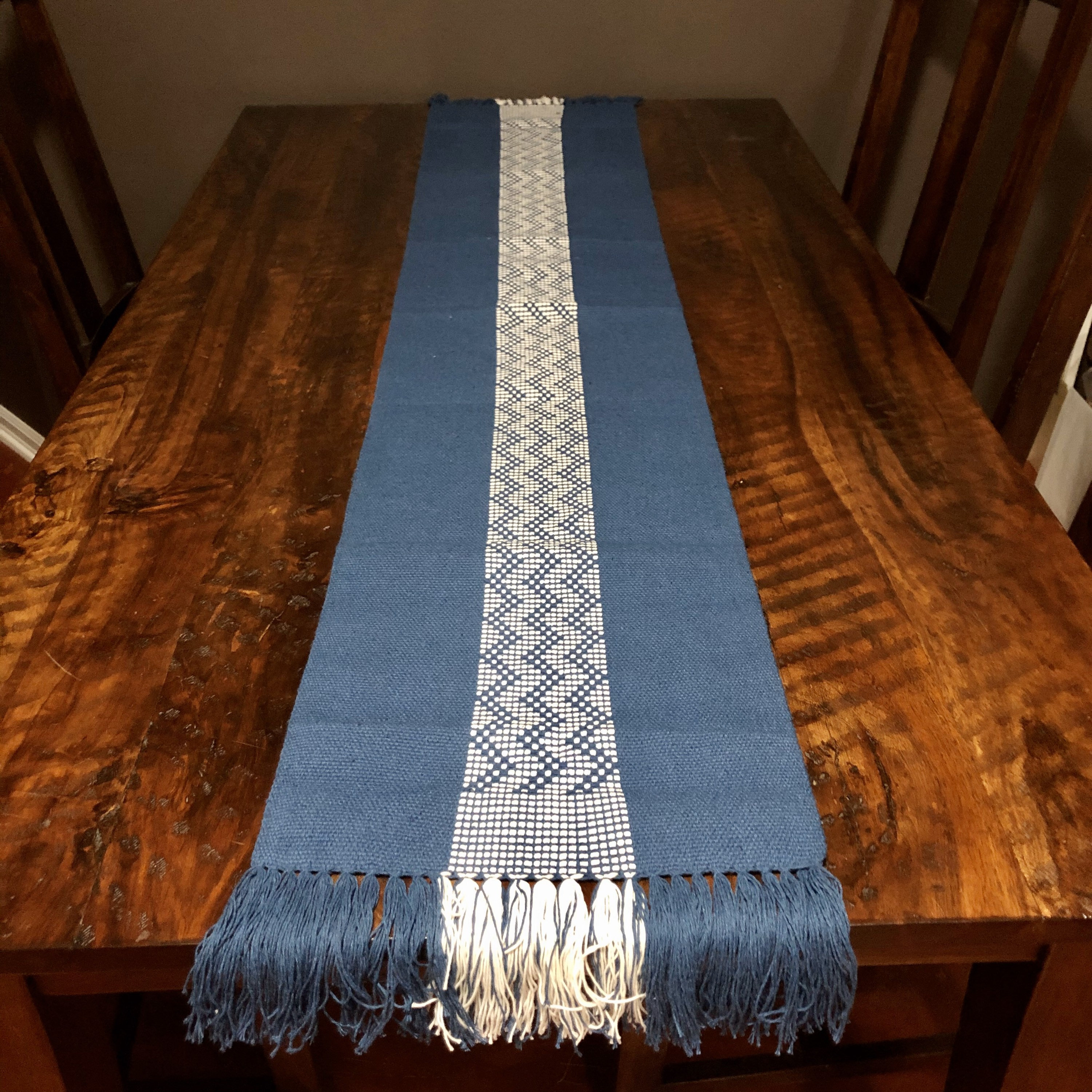 Handwoven Zapotec cotton table runner / bed runner approx. 72” x 14” (l ...