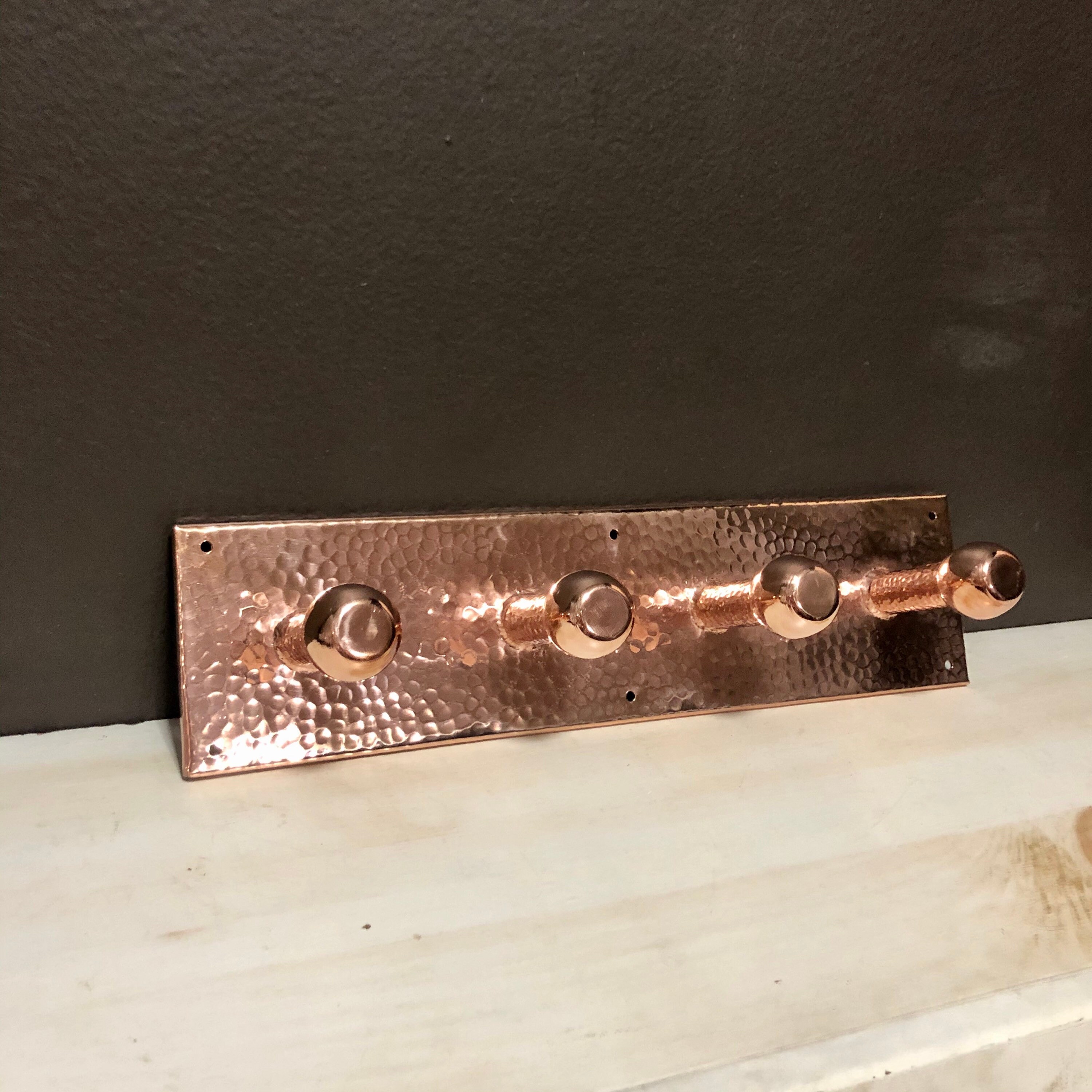 Hammered Copper Four Hook Wet Towel / Robe Holder