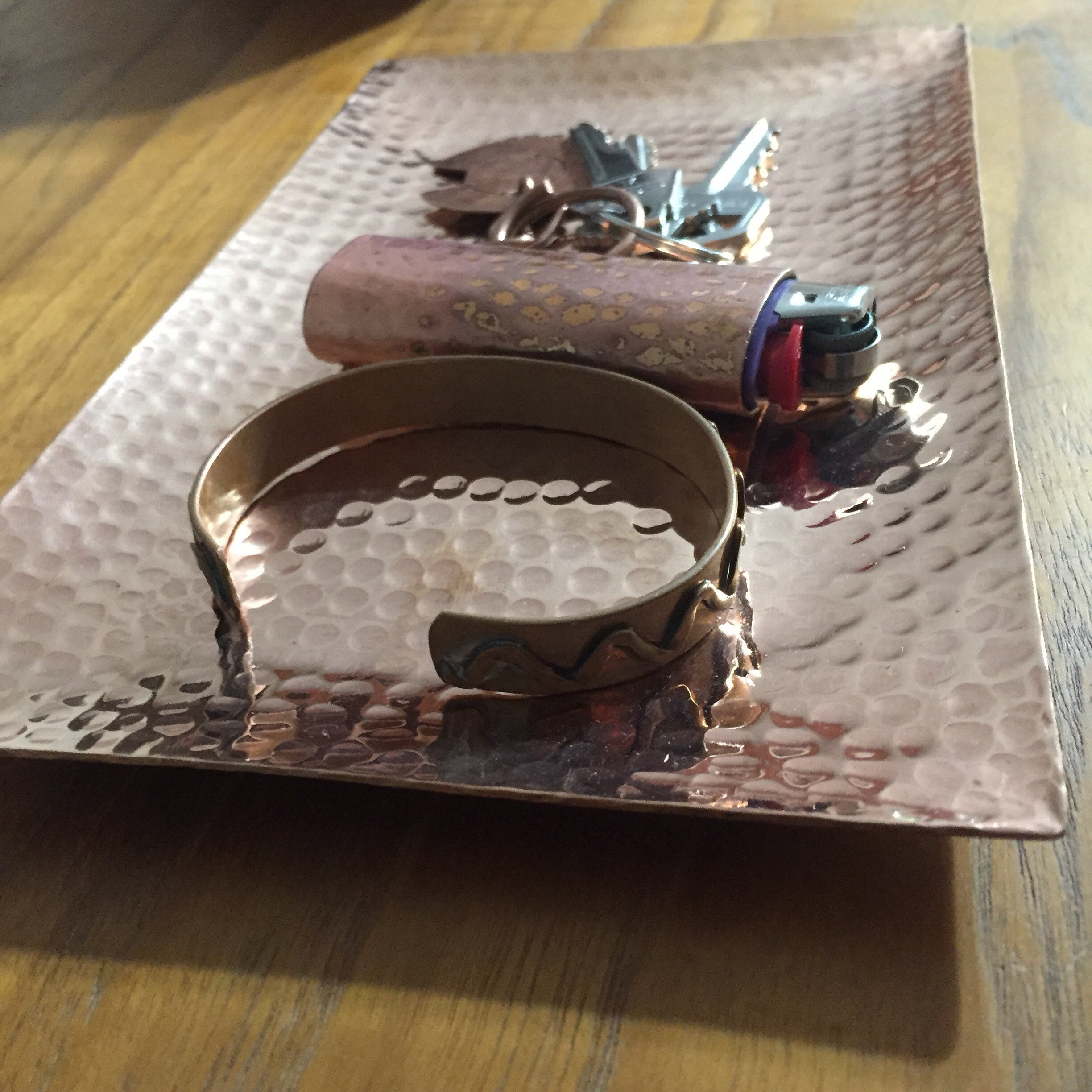 Pure Hammered Copper Valet Tray - 8 x 5