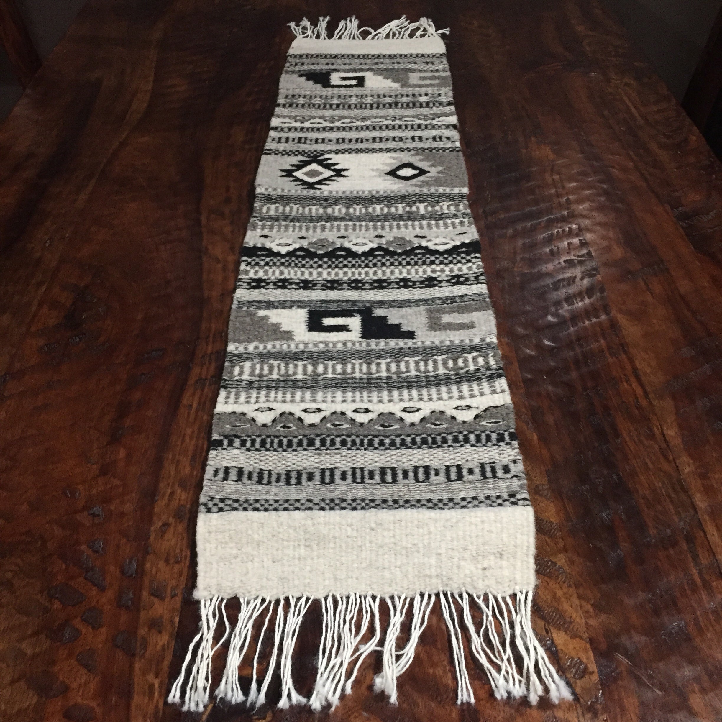 Zapotec hand woven merino wool table runner 40 x 9.5