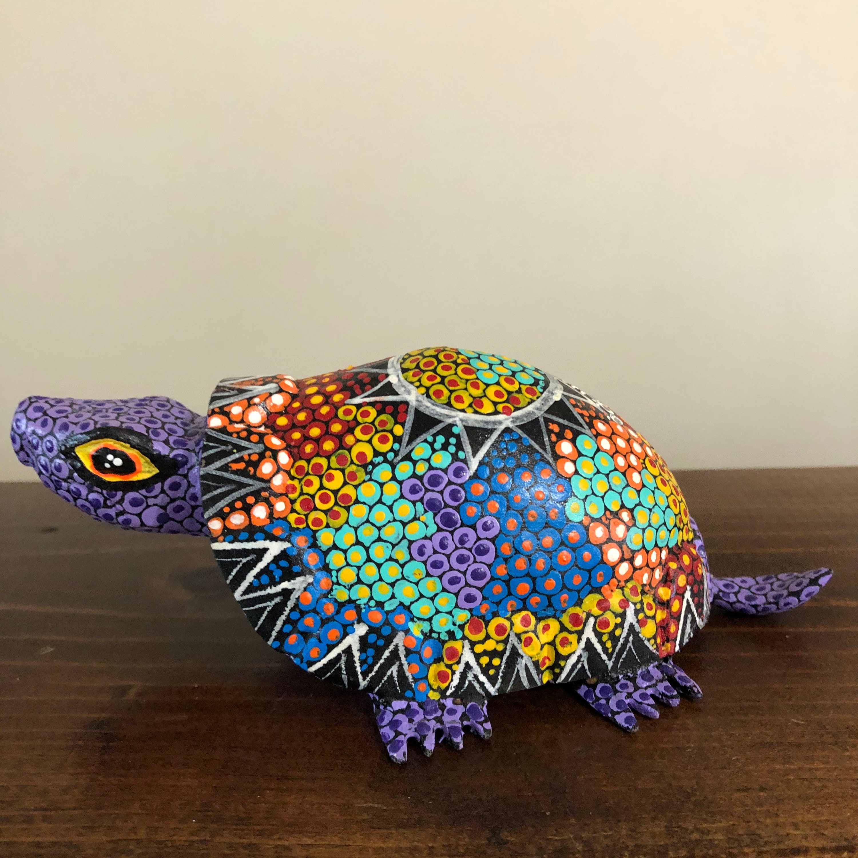 Alebrije Turtle Wood Carving by Esperanza Martinez from Oaxaca, Mexico.