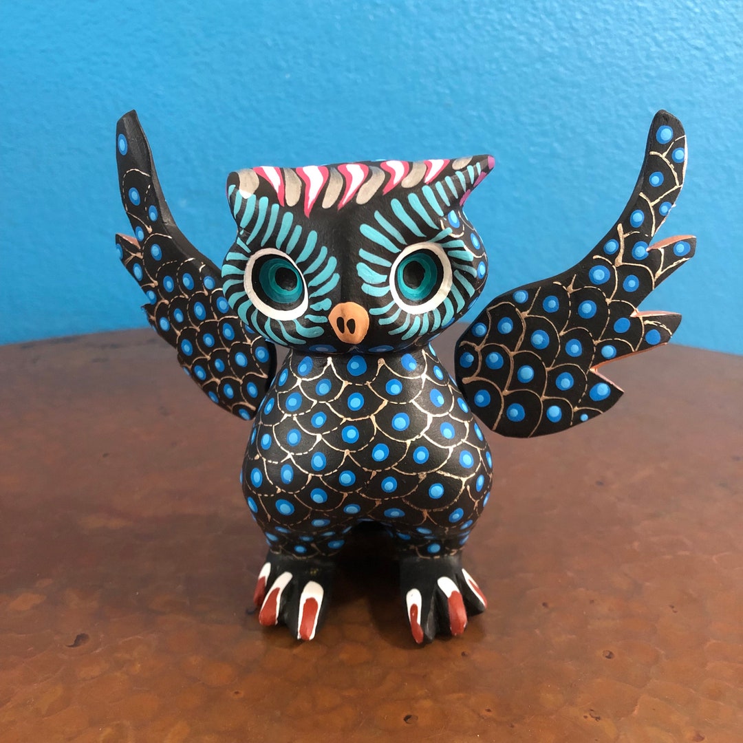 Hand Carved Wood Alebrije Owl by Zeny Fuentes and Reyna Pina - Etsy