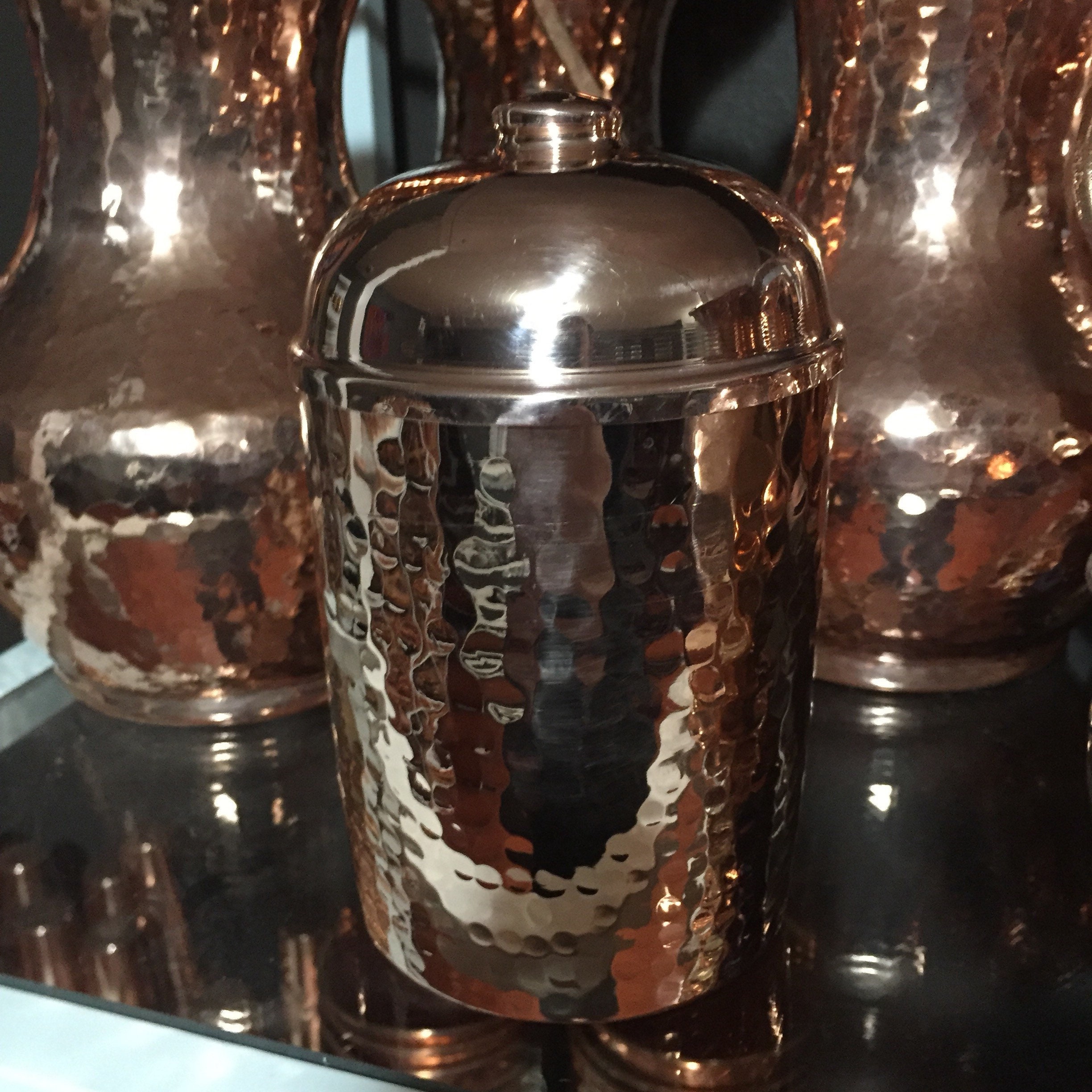 Hammered Copper Canister with Lid (3 1/2x5 1/2)