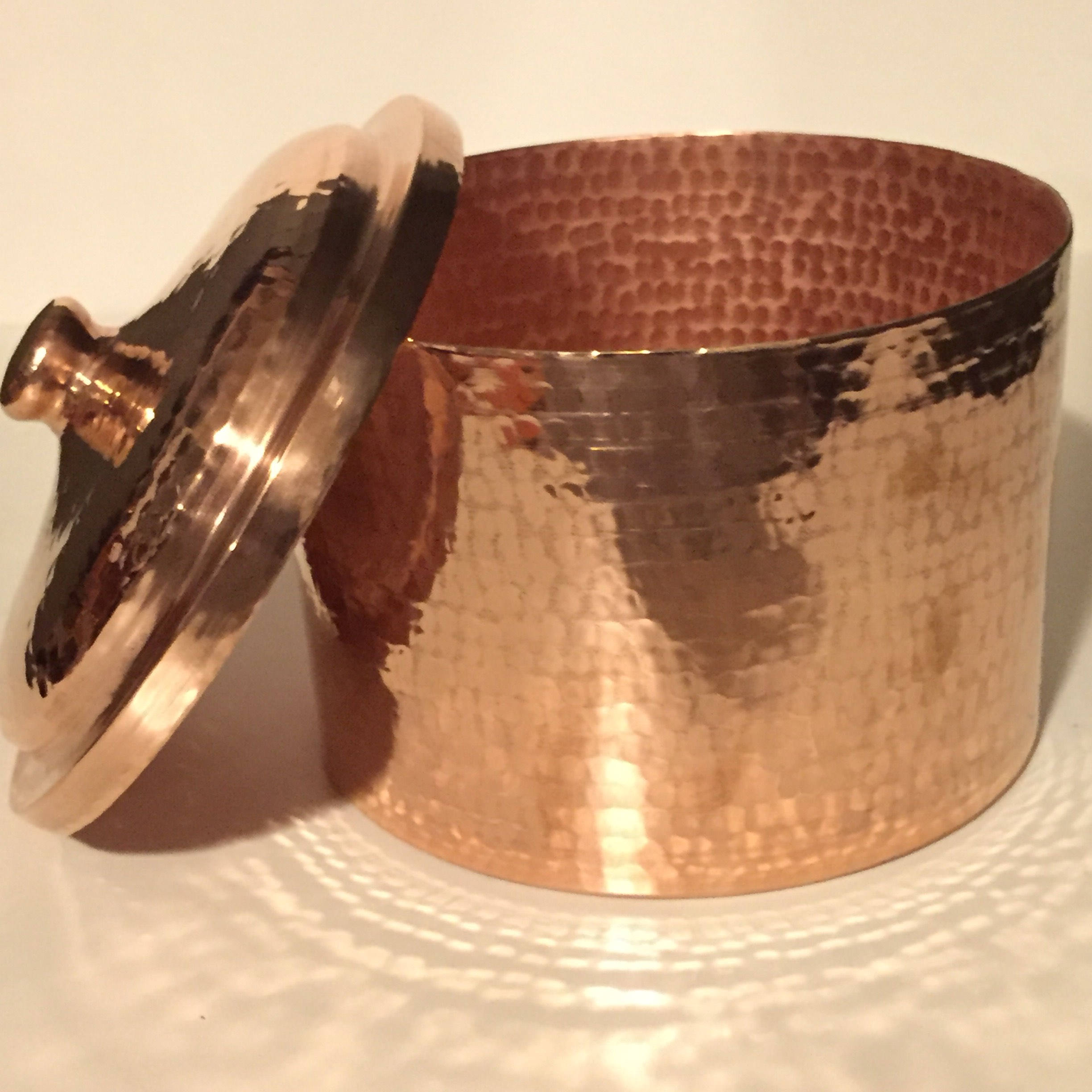 Hammered Copper Canister with Lid (6x6)