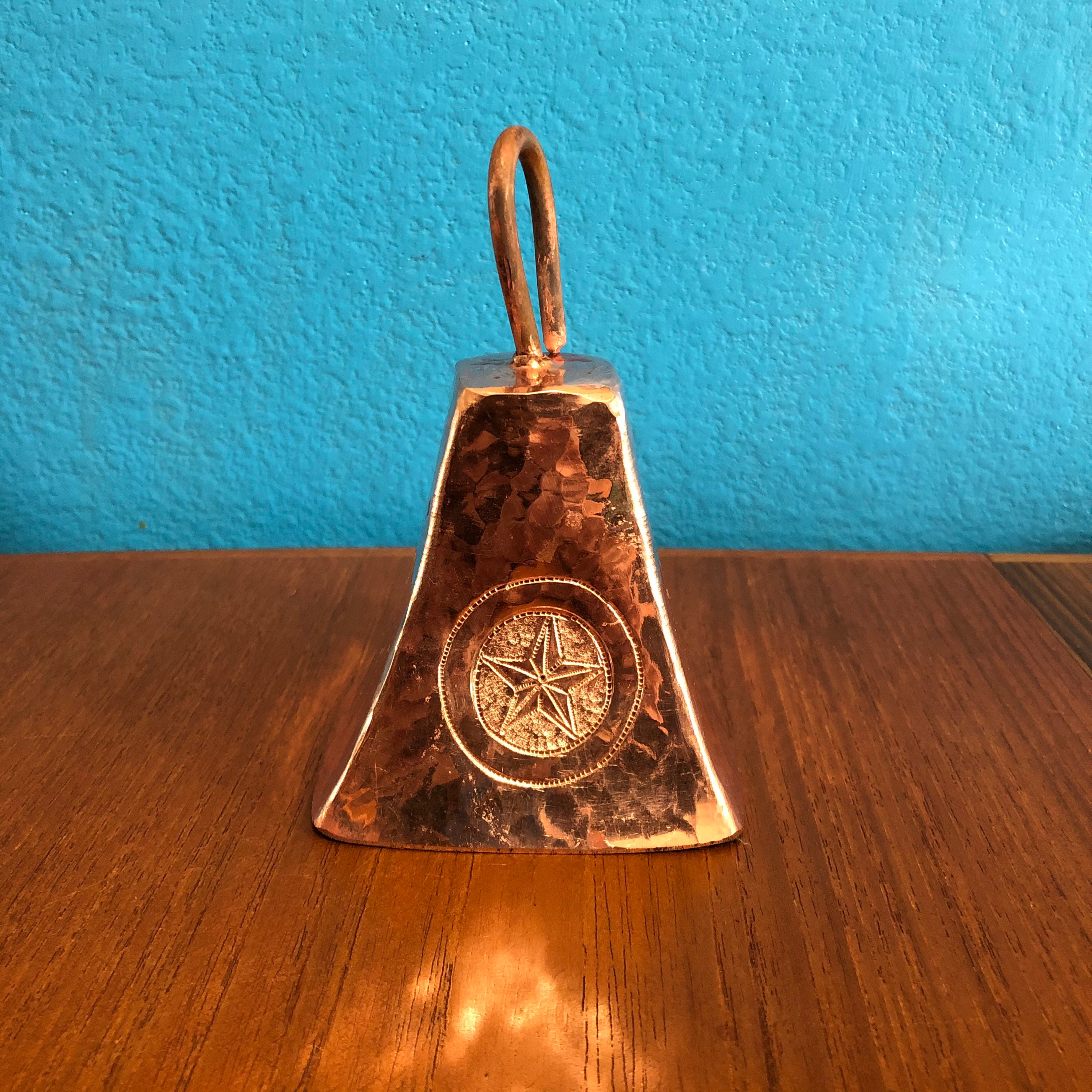 Pure Hammered Copper Cowbell with Texas Star engraving (5)