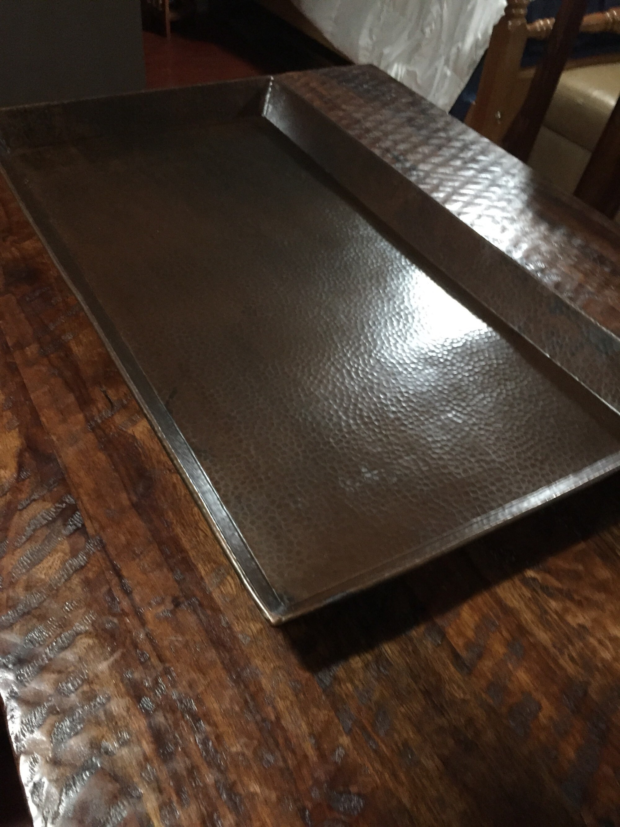 Large rectangular hammered copper tray handcrafted coffee table tray ...