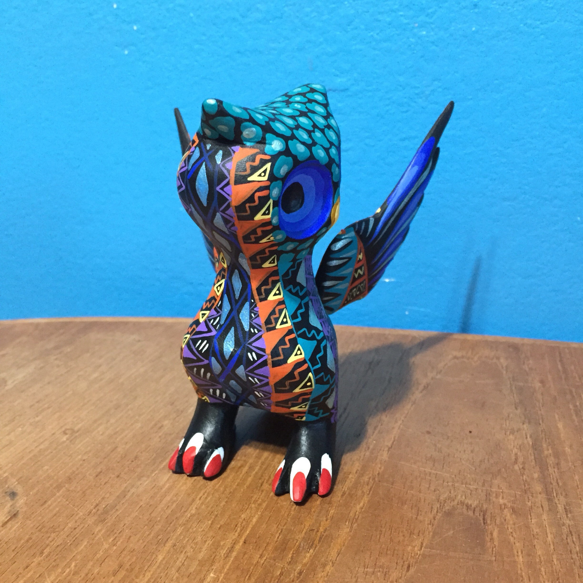 Alebrije Wood Carved Owl by Zeny Fuentes