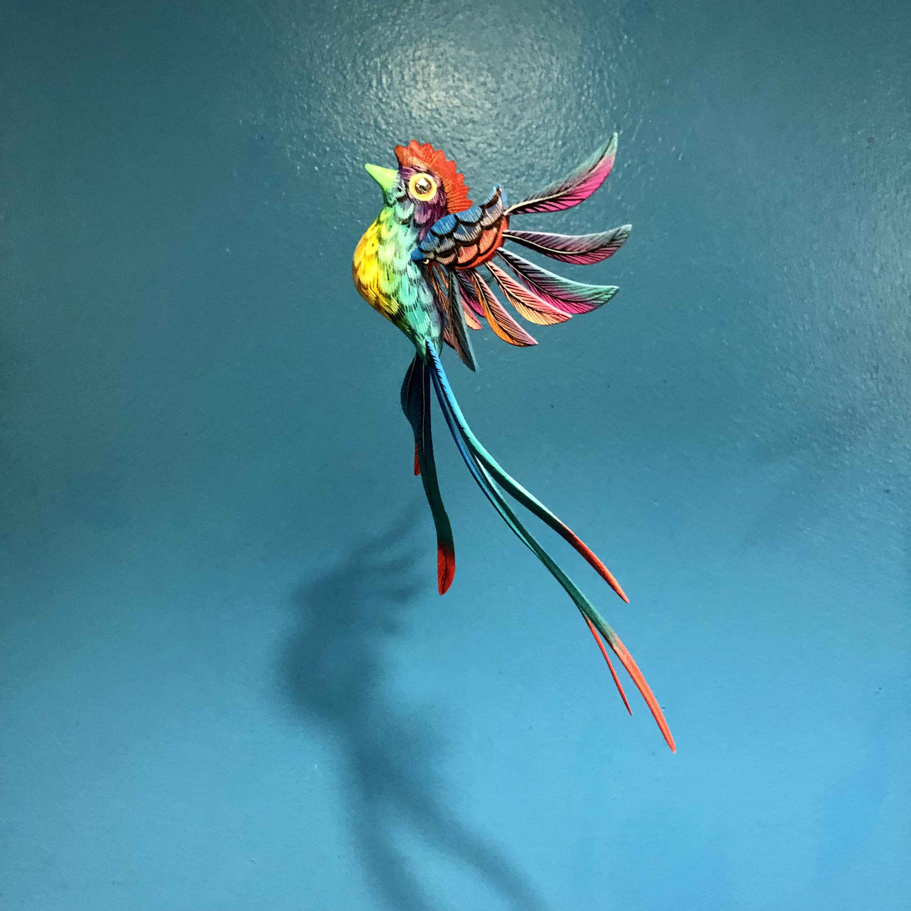 Alebrije Exotic Quetzal Bird Wood Carving by Roberto and Esperanza Martinez