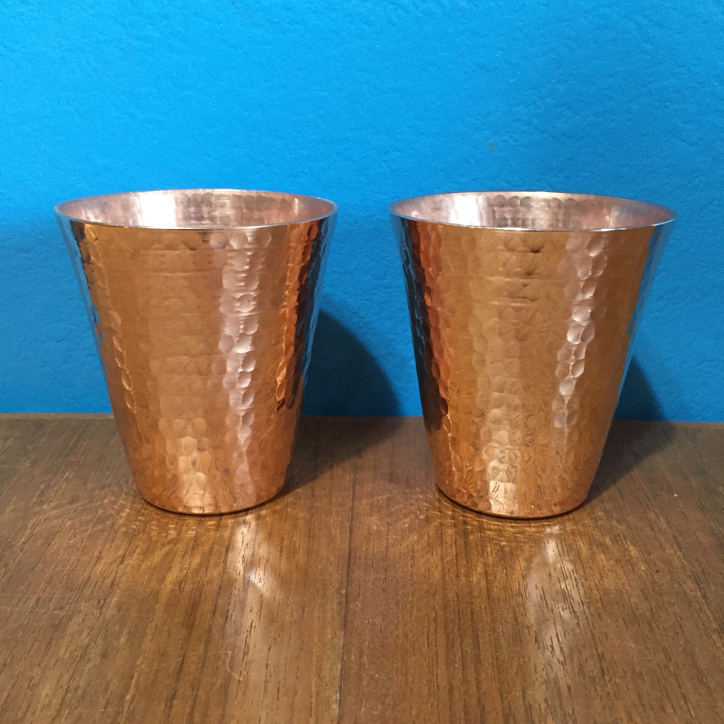 2-pack of handcrafted heavy gauge hammered copper 10oz water cup ...