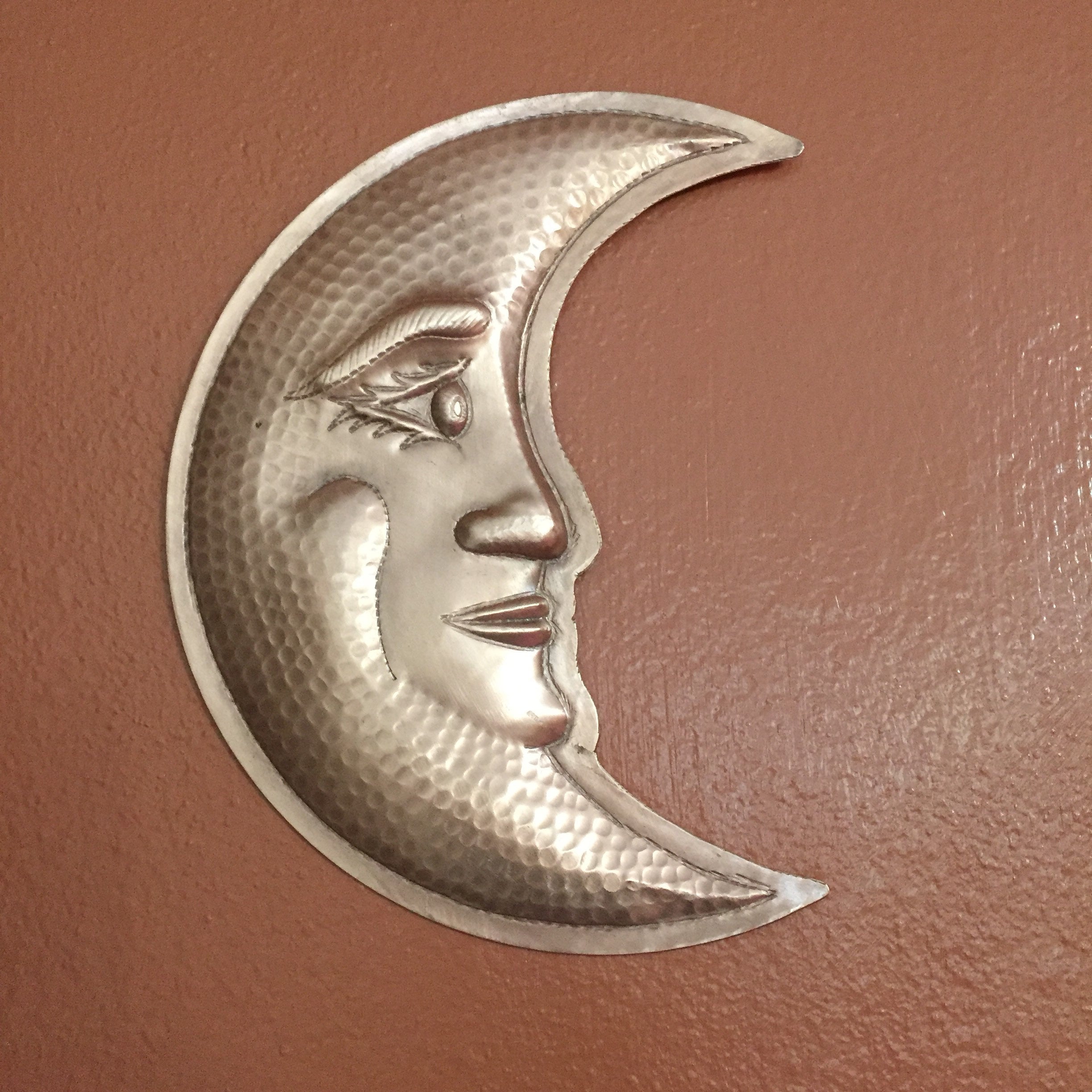 Handcrafted hammered copper 8 moon wall decor