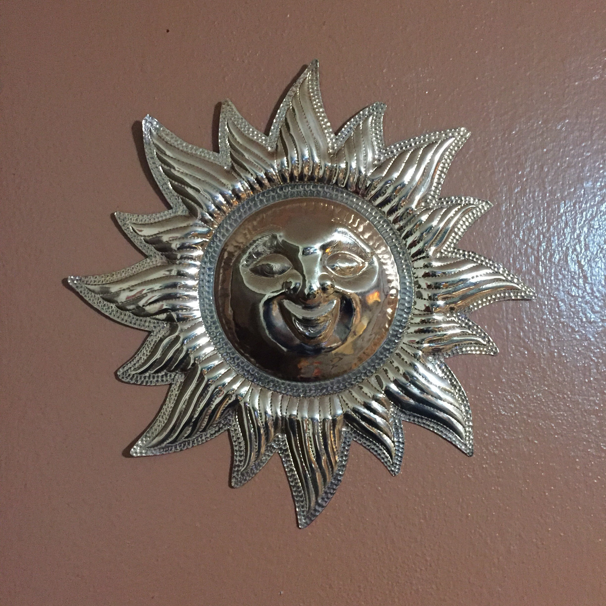 Handcrafted Pure Hammered Copper Sun 12 Diameter