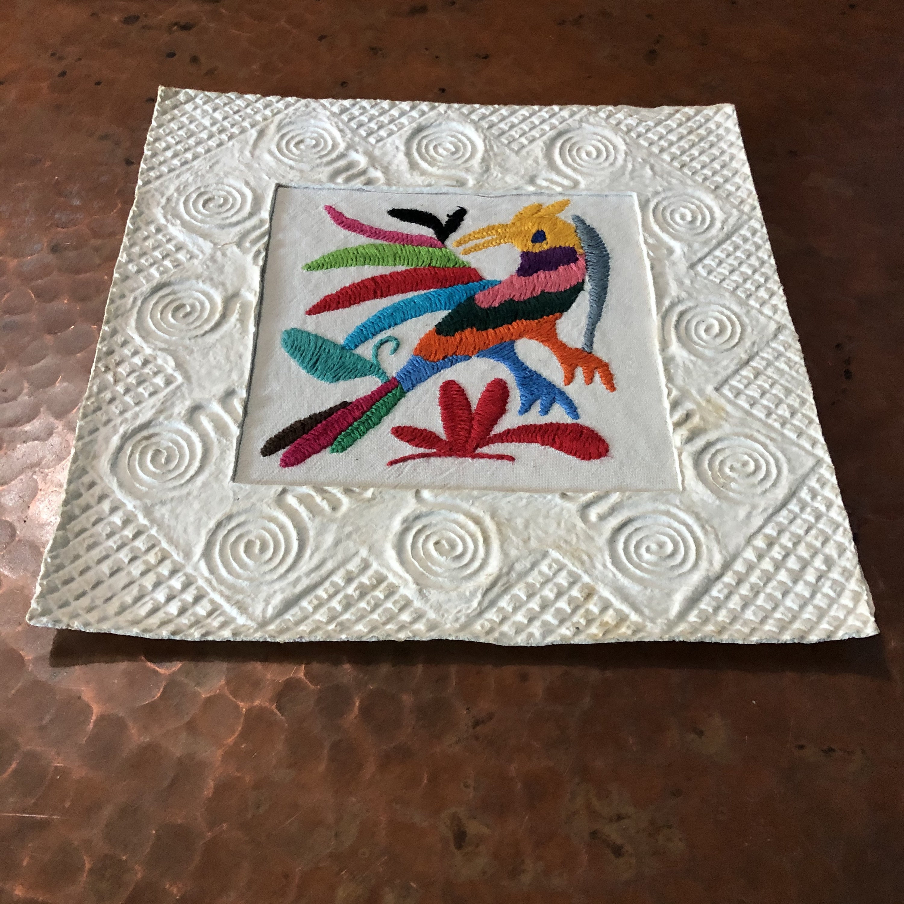 Amate Bark Paper Wall Art with Otomí Embroidered Designs