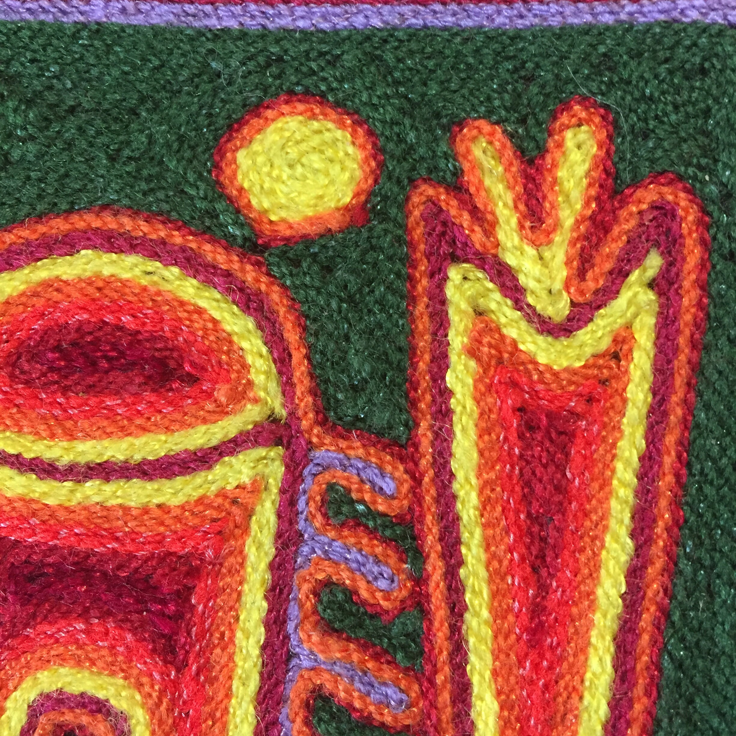 Huichol Yarn Art 4”x4” - Sacred Drum and Arrow