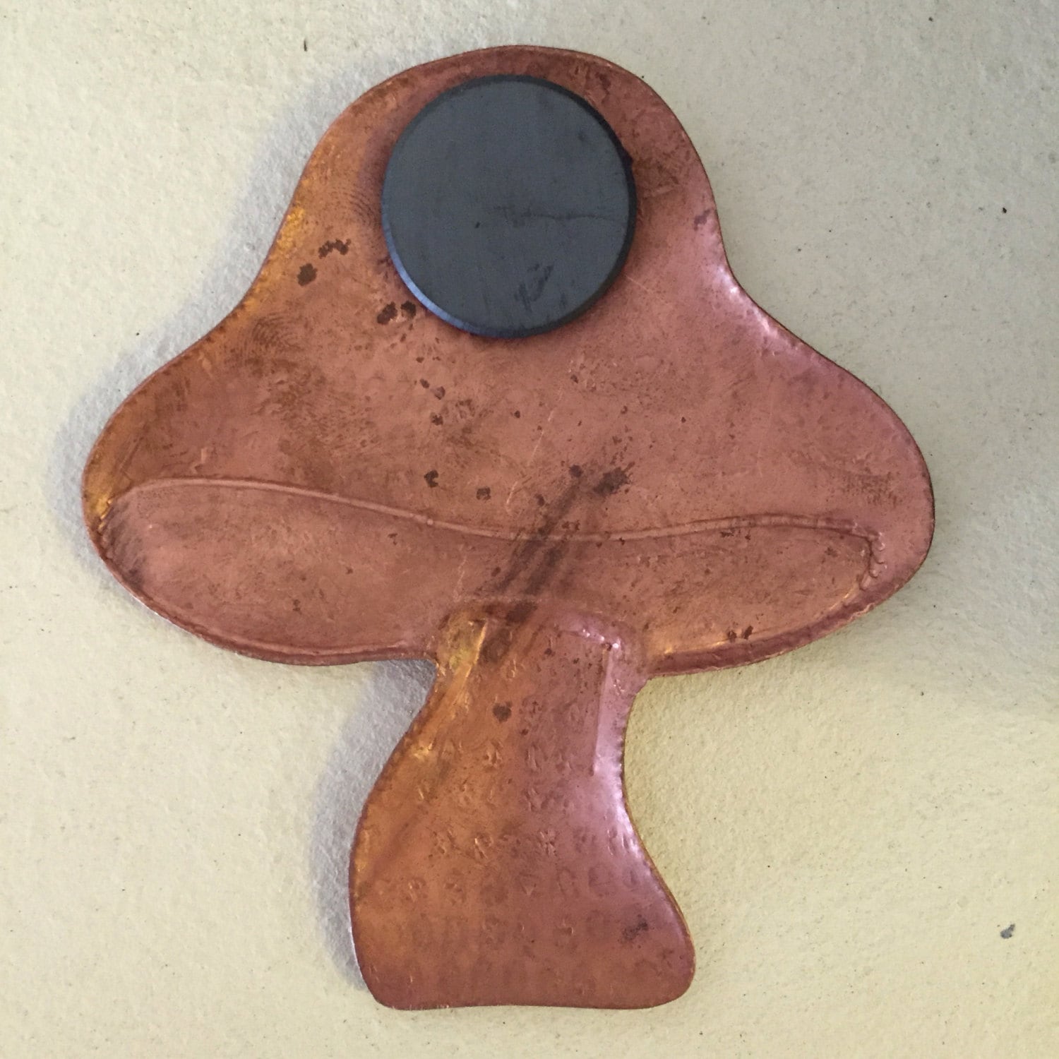 Handcrafted Pure Hammered Copper Mushroom Fridge Magnet
