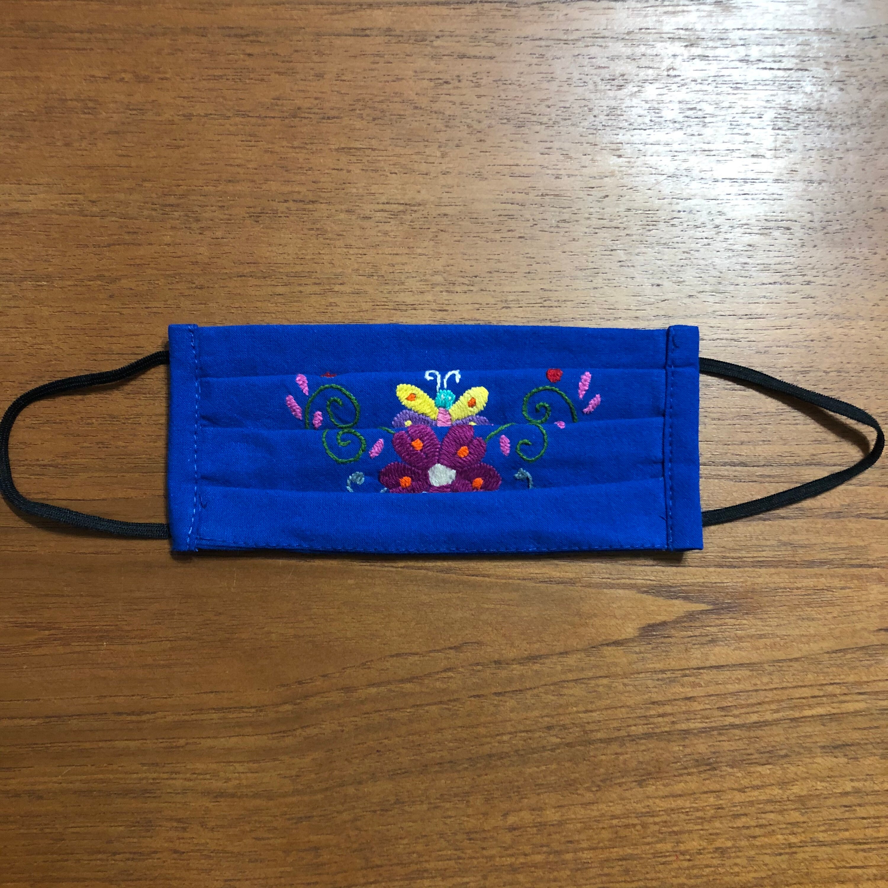 Handmade Muslin Cotton Face Mask with Otomi Embroidery Flowers and ...